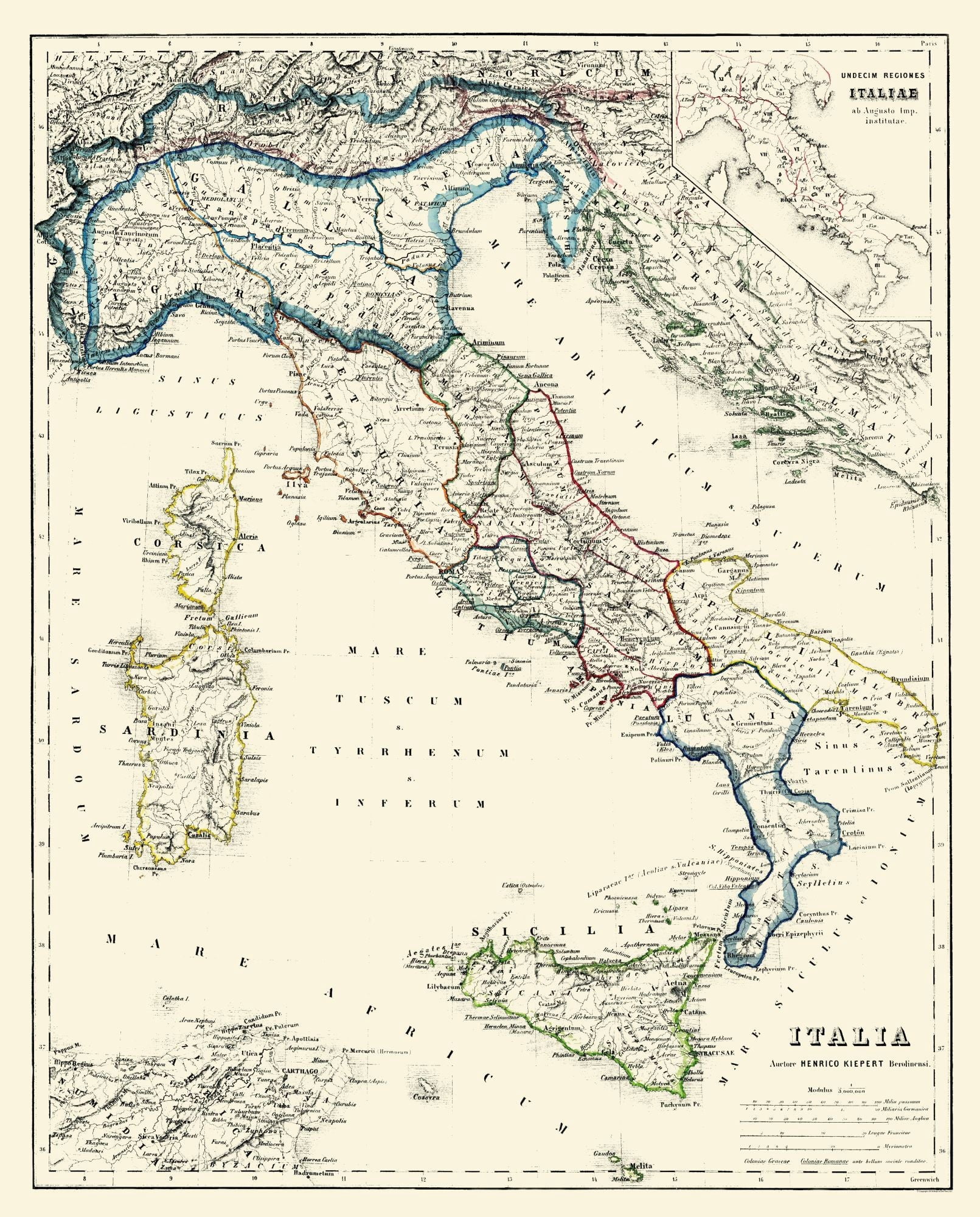 Historic Map - Italy - Kiepert 1903 - 23 x 28.55 - Vintage Wall Art ...