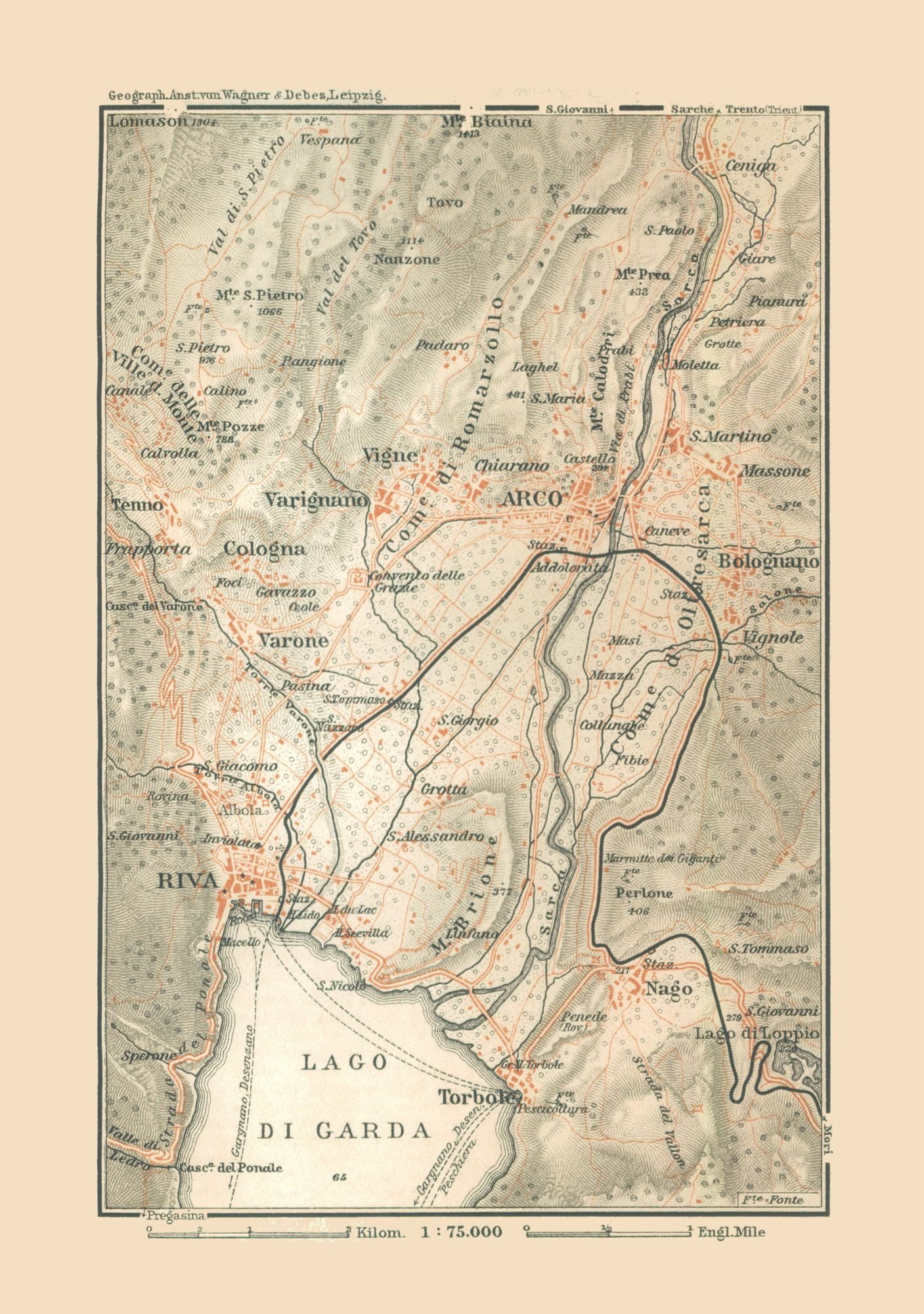 Historic Map - Italy Northeastern - Baedeker 1910 - 23 x 32.70 ...