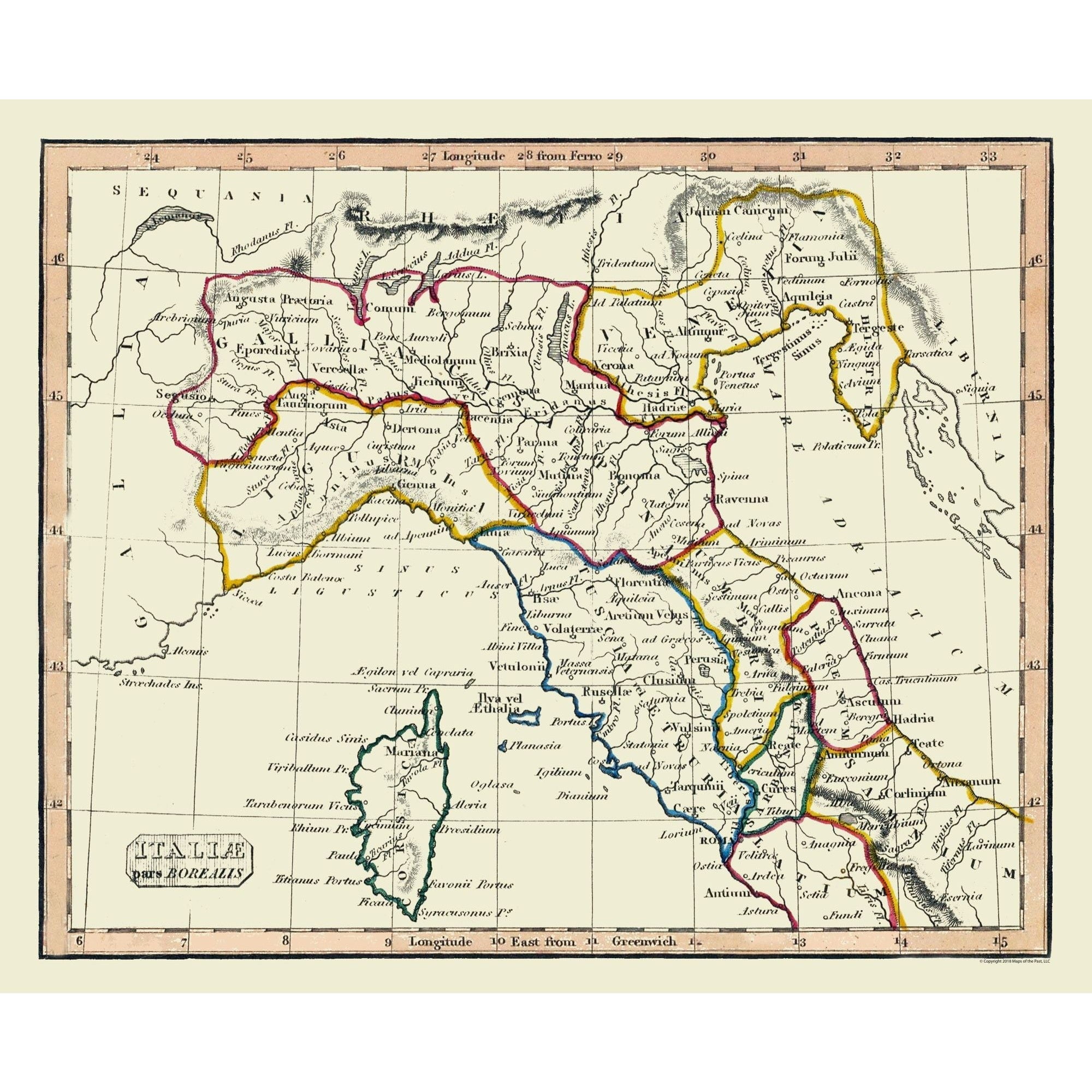 Historic Map - Italy Northern Ancient - Fenner 1830 - 28.09 x 23 ...