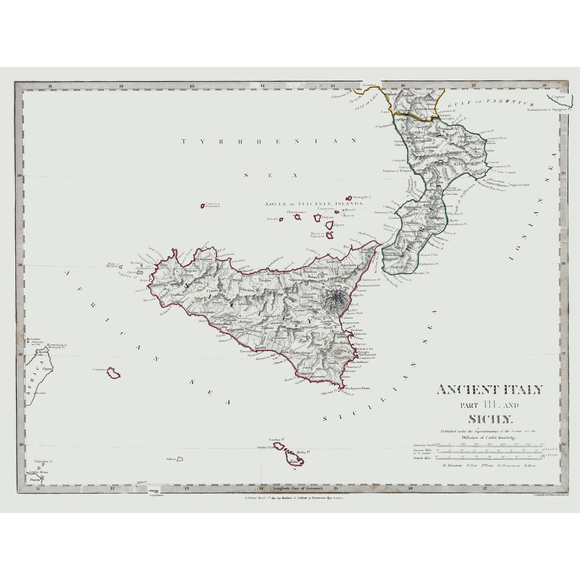 Historic Map - Italy Southern Ancient - Chapman 1830 - 29.92 x 23 ...