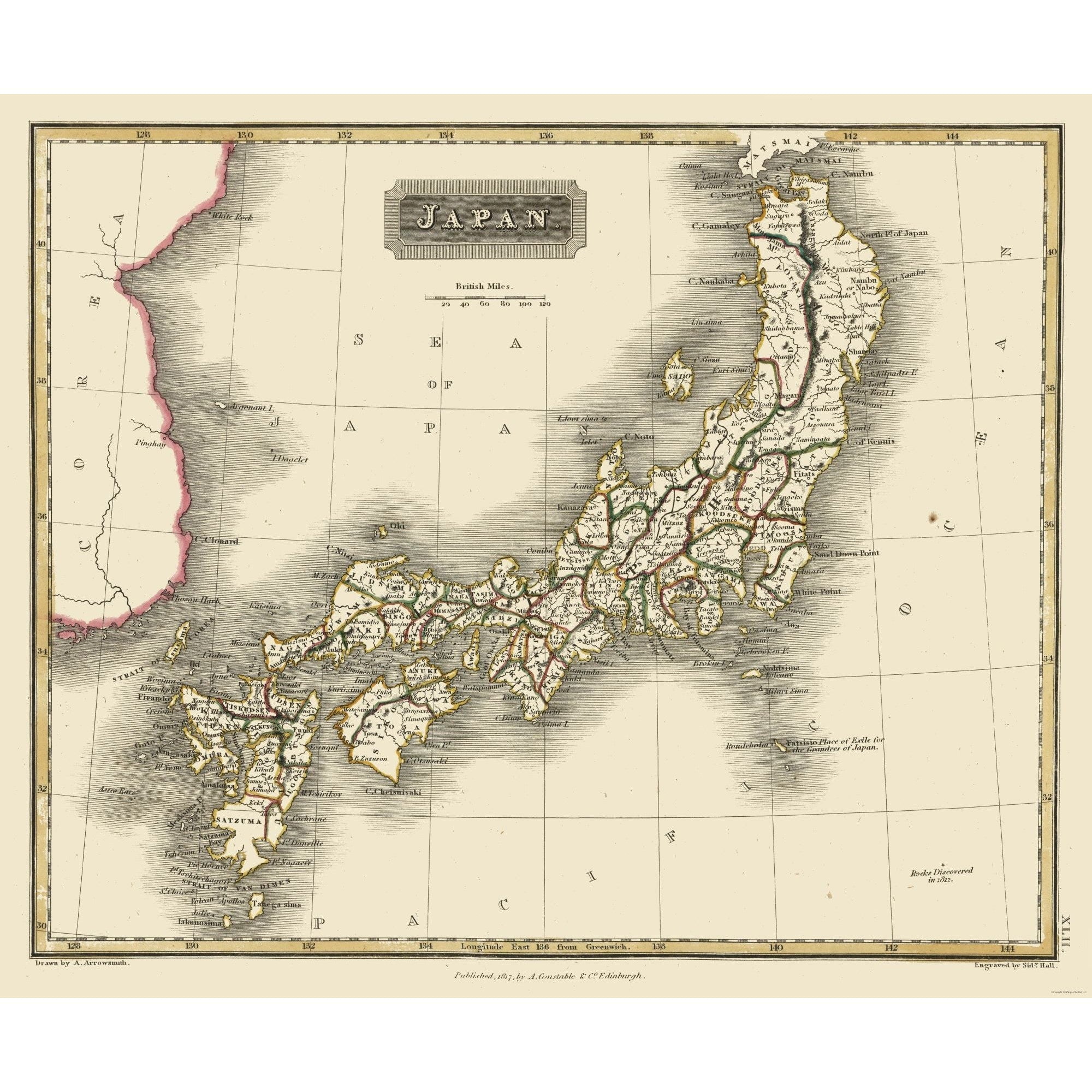 Historic Map - Japan - Constable 1817 - 27.78 x 23 - Vintage Wall Art ...