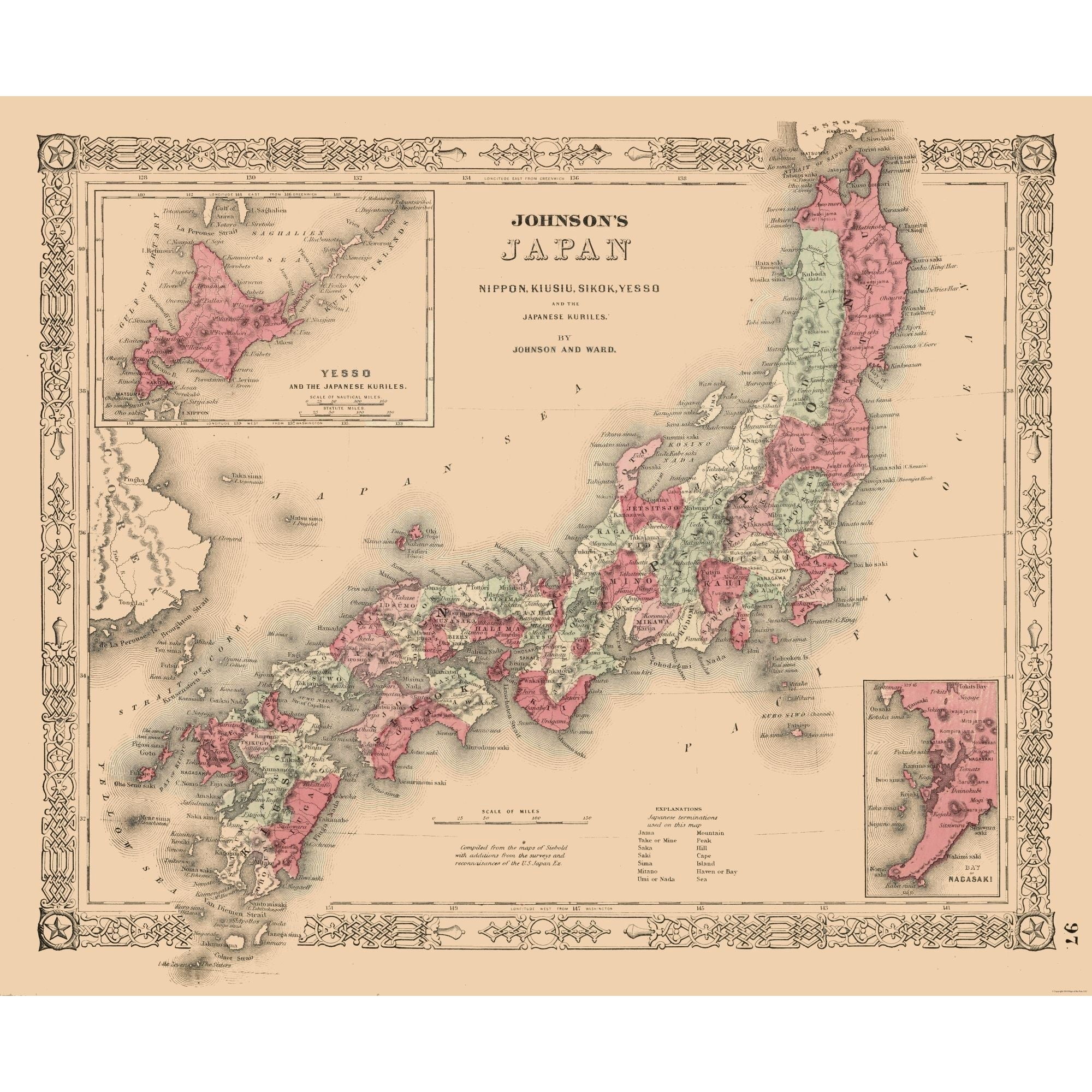 Historic Map - Japan - Johnson 1864 - 27.91 x 23 - Vintage Wall Art ...