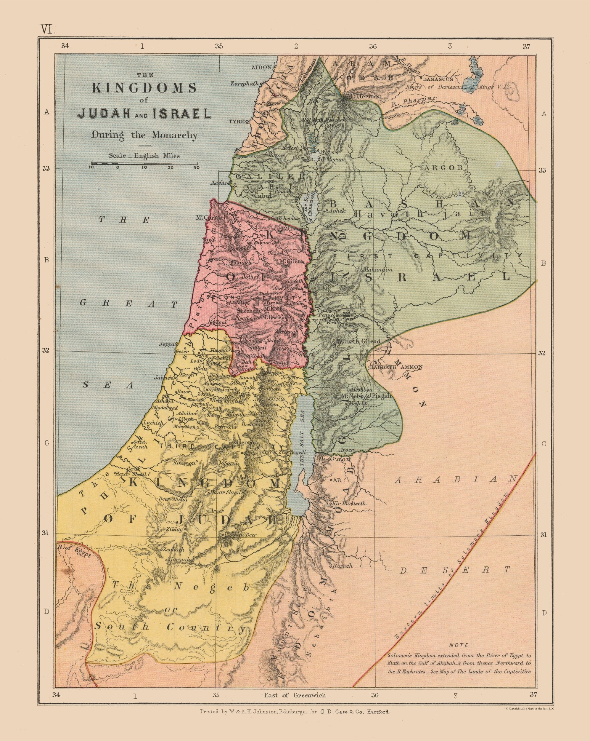 Historic Map - Judah Israel Kingdoms - Case 1878 - Vintage Wall Art ...