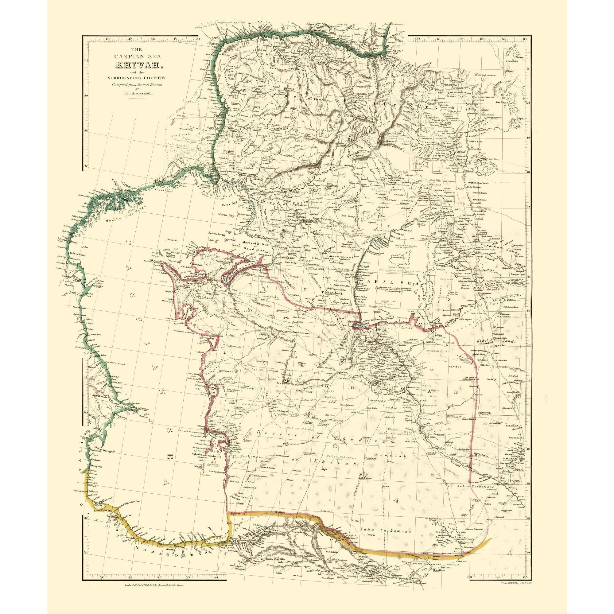 Historic Map - Khiva Uzbekistan - Arrowsmith 1842 - 23 x 27.15 ...