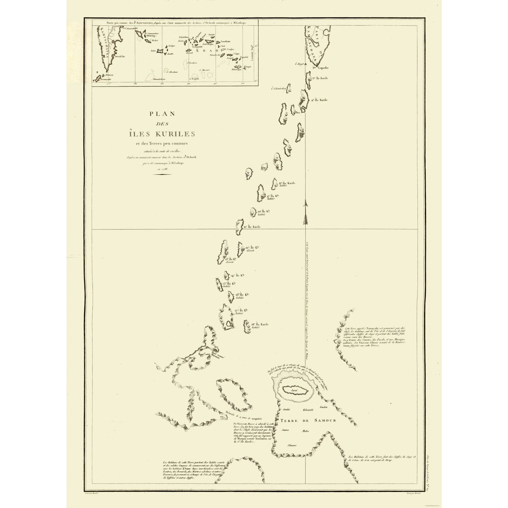 Historic Map - Kuril Islands Japan - La Perouse 1799 - Vintage Wall Art ...