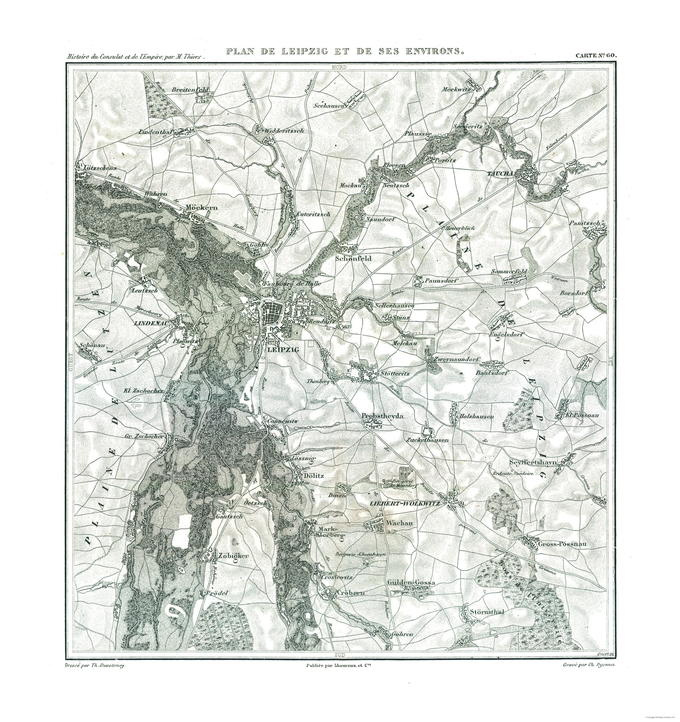 Historic Map - Leipzig Germany - Thiers 1866 - 23 x 24.40 - Vintage ...