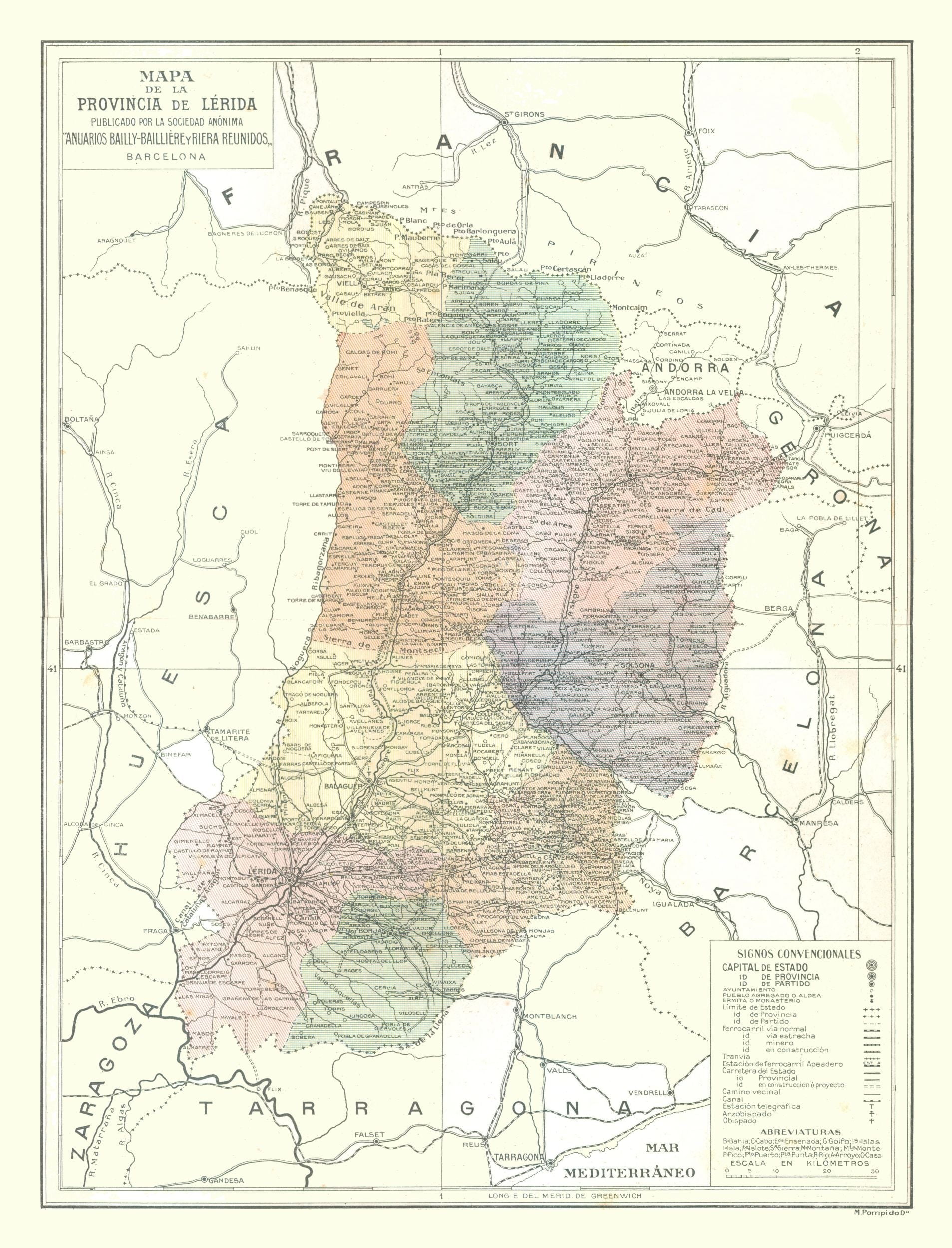 Historic Map - Lleida Spain - Pompido 1913 - Vintage Wall Art - Walmart.com