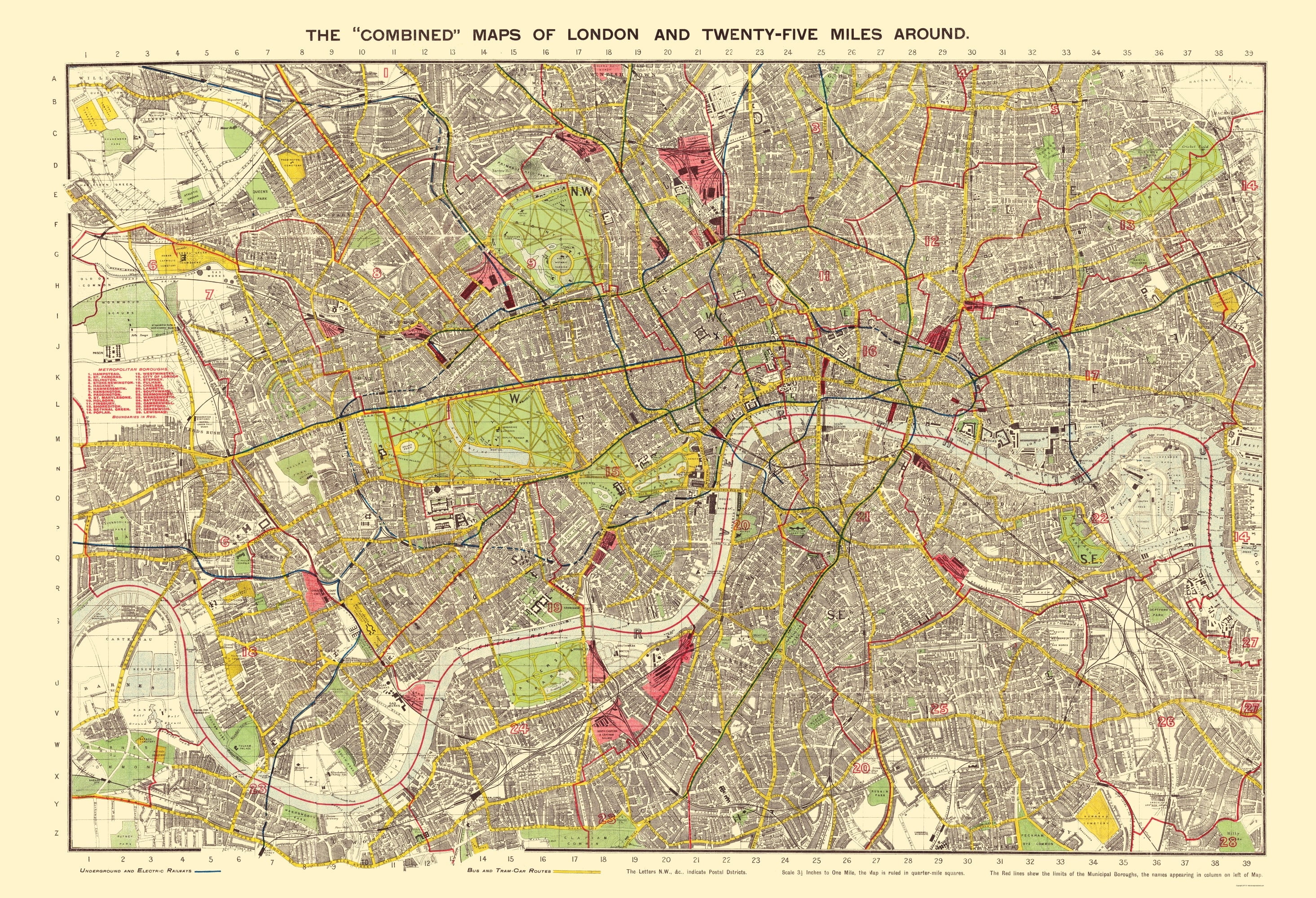 Historic Map - London England - Bartholomew 1905 - Vintage Wall Art ...