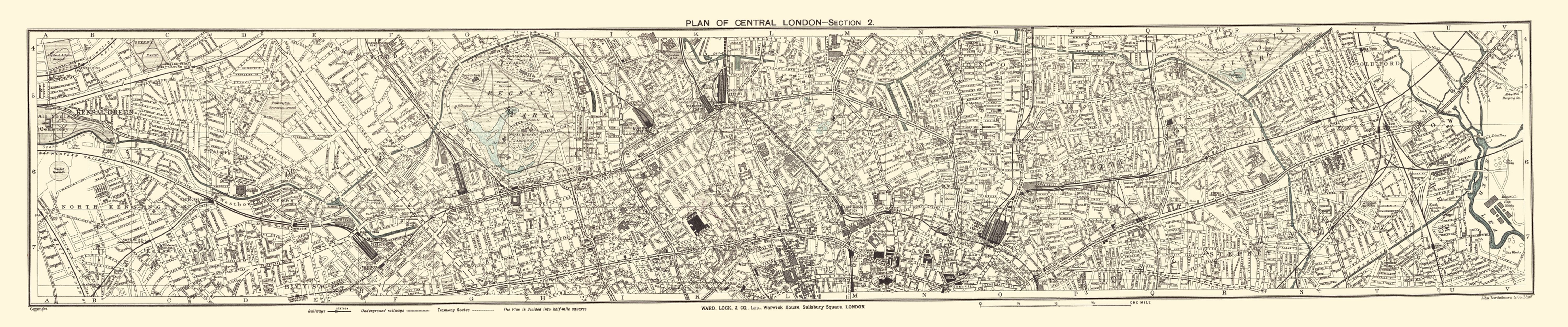 Historic Map - London England Central Section 2 - Bartholomew 1913 - 23 ...