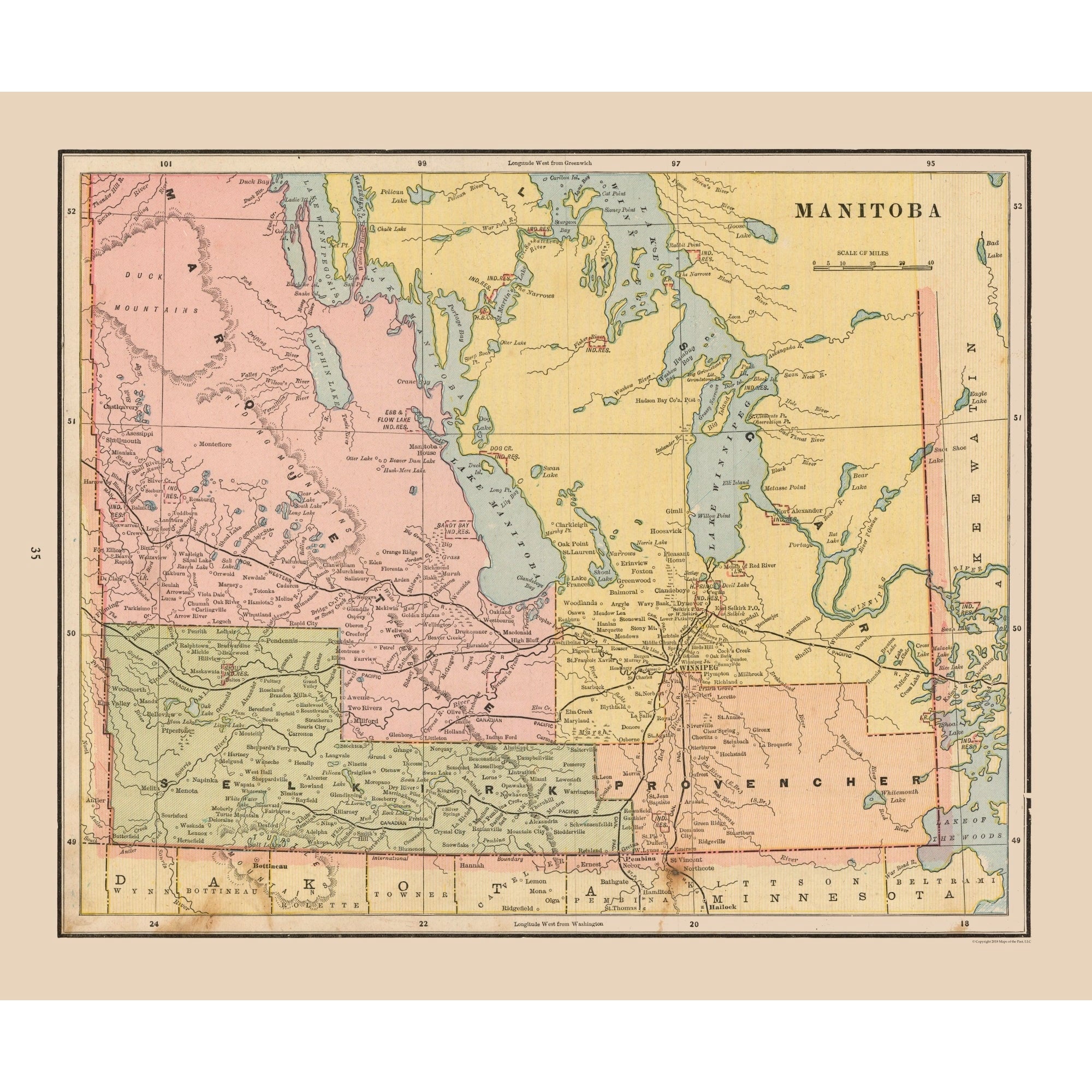 Historic Map - Manitoba Province Canada - Cram 1888 - Vintage Wall Art ...