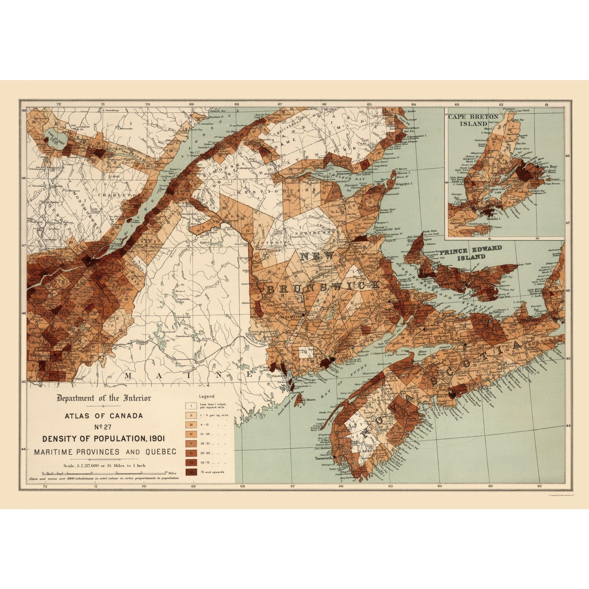 Historic Map - Maritime Provinces Quebec Canada - White 1906 - 31.57 x ...
