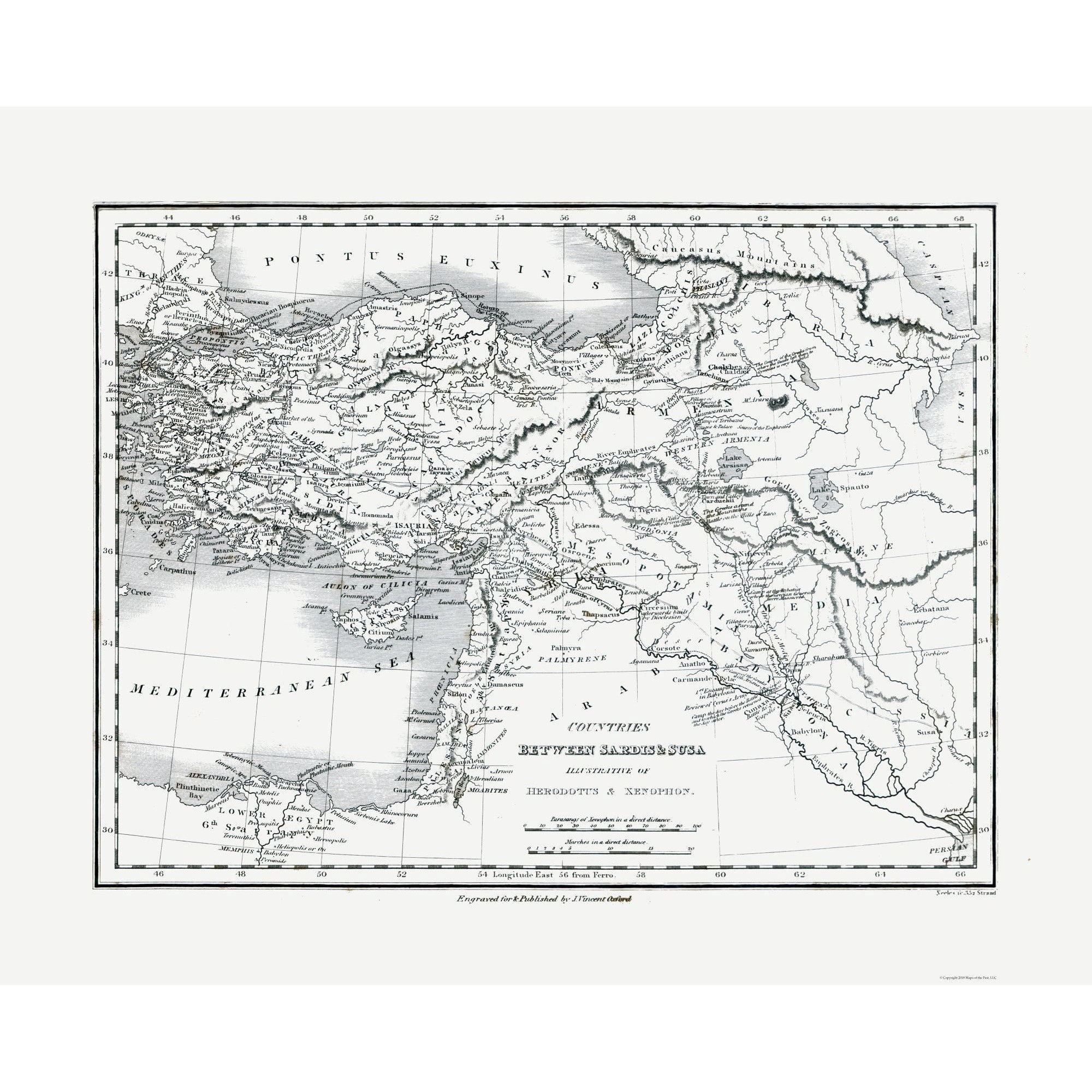 Historic Map - Middle East Countries Sardis Susa - Oxford 1828 - 28.63 ...