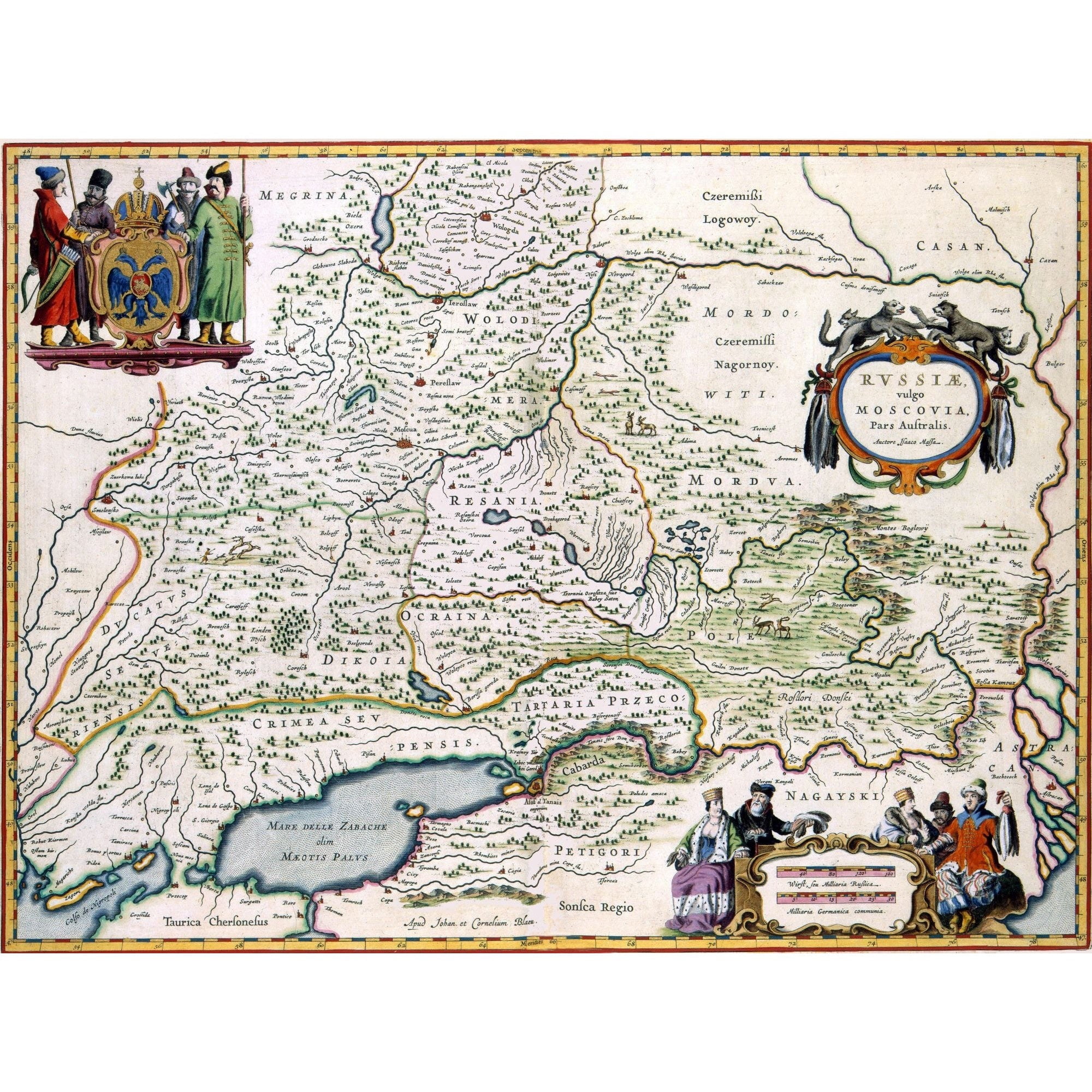 Historic Map - Moscow Russia - Blaeu 1665 - Vintage Wall Art - Walmart.com