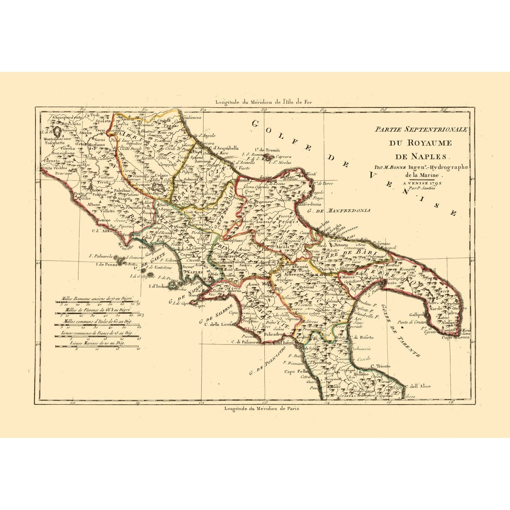 Historic Map - Naples Region Italy - Santini 1794 - 32.06 x 23 ...