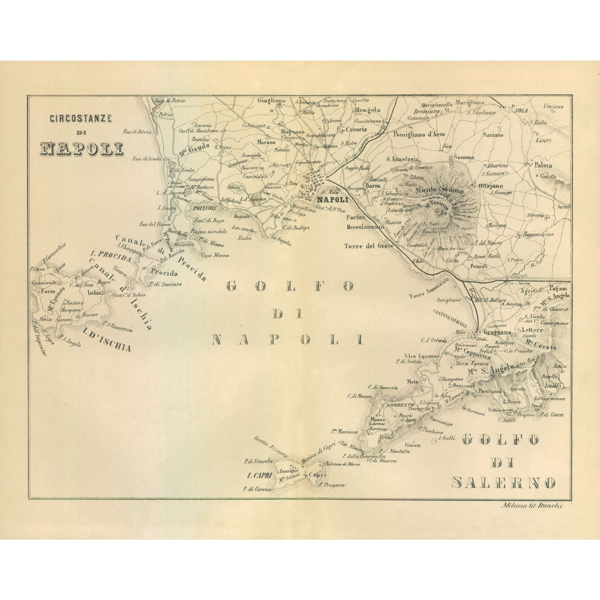 Historic Map - Napoli Italy - Castro 1870 - 28.80 x 23 - Vintage Wall ...