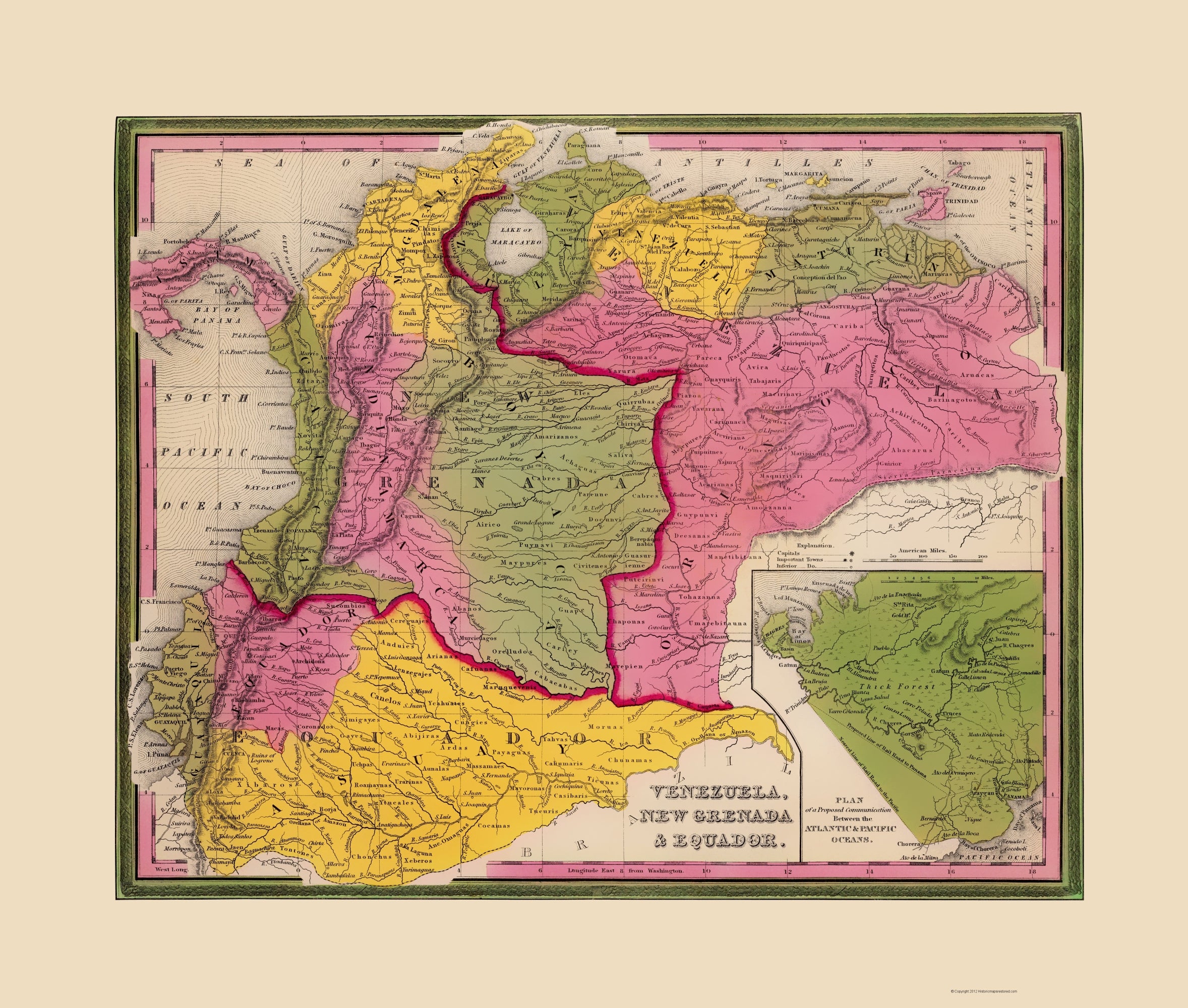 Historic Map - New Granada Ecuador - Mitchell 1846 - Vintage Wall Art ...