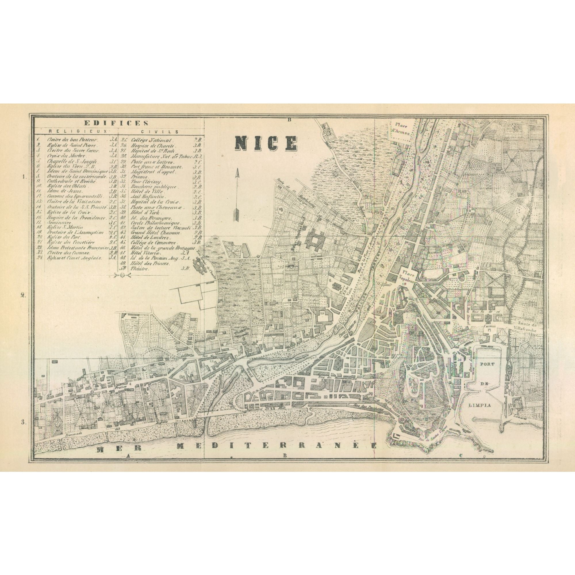 Historic Map - Nice Italy - Castro 1870 - 35.91 x 23 - Vintage Wall Art ...