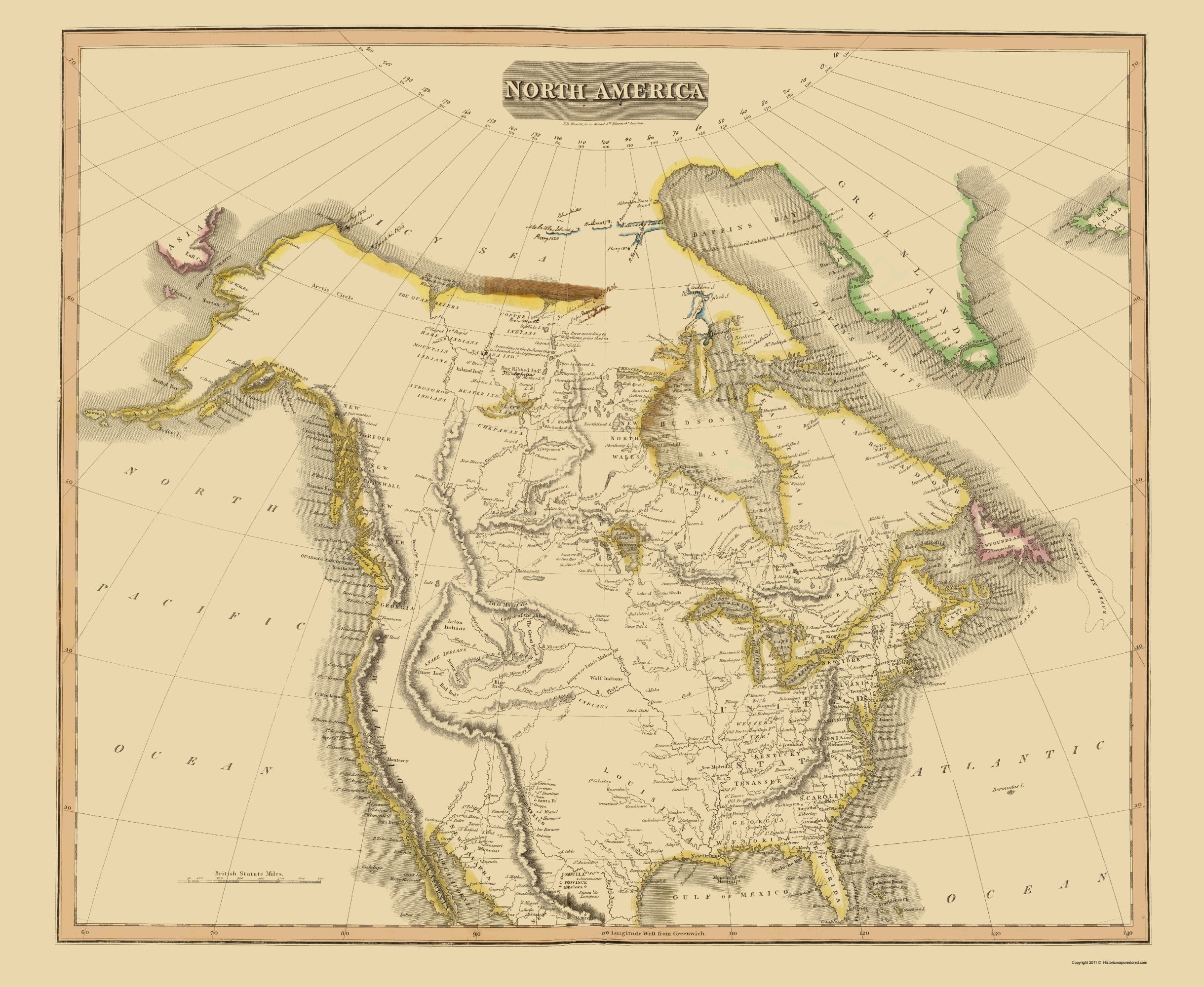Historic Map - North America - Thomson 1814 - Vintage Wall Art ...