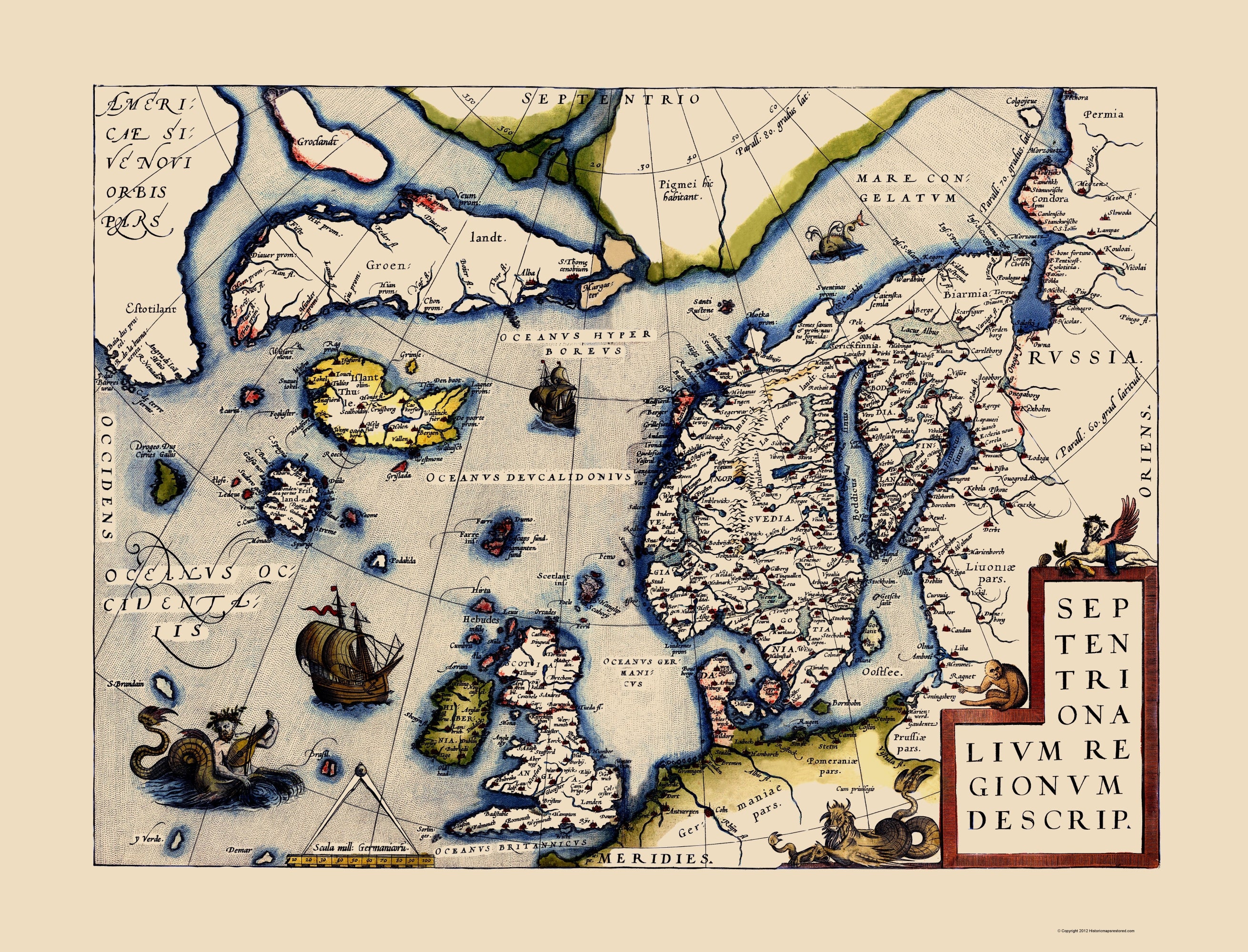 Historic Map - North Atlantic Northern Hemisphere - Ortelius 1587 - 23 ...