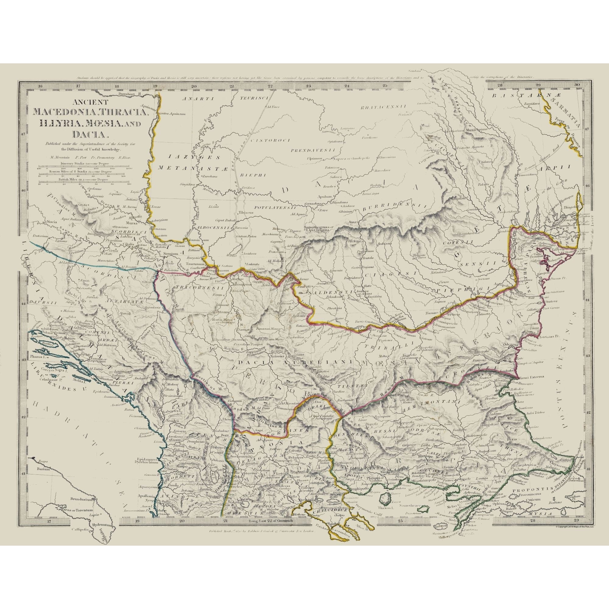 Historic Map - North Macedonia Ancient Thracia Illyria - Chapman 1830 ...