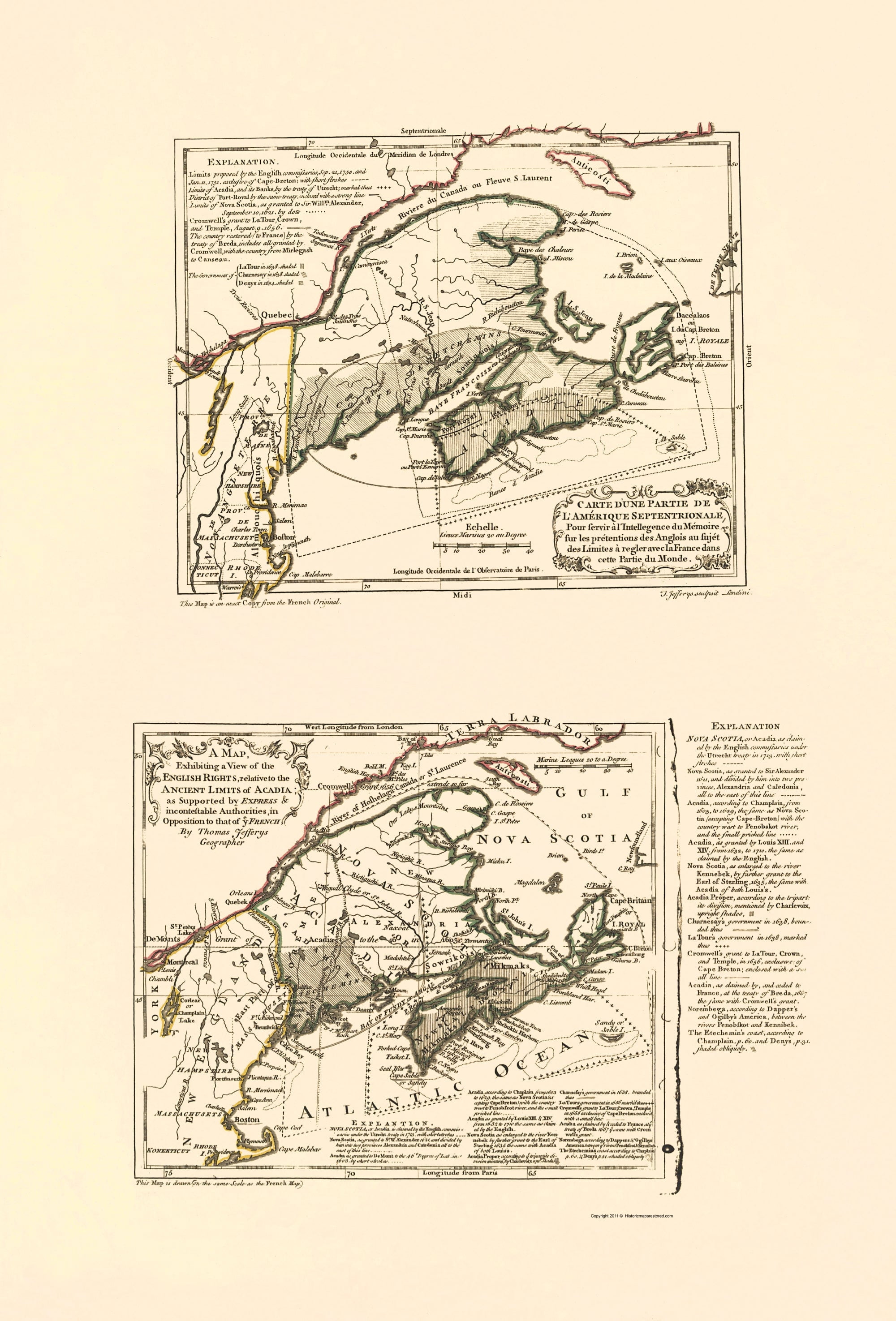 Historic Map - Nova Scotia Acadia Canada - Jeffreys 1713 - 23 x 33.93 ...