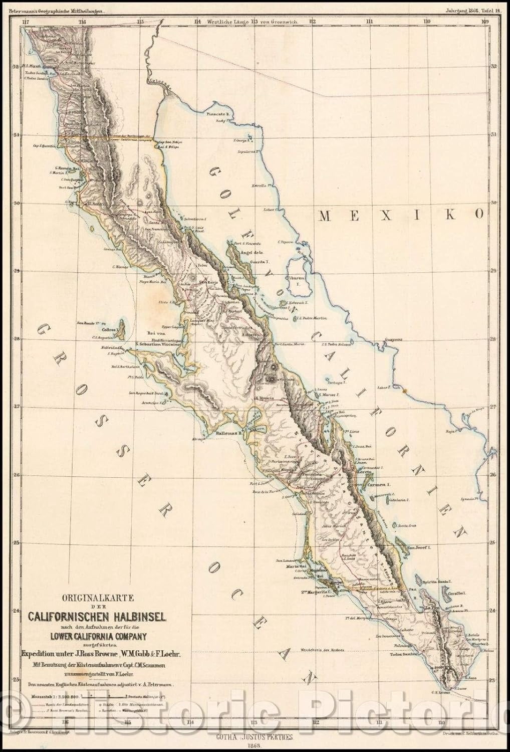 Historic Map - Originalkarte Der Californischen Halbinsel nach den ...