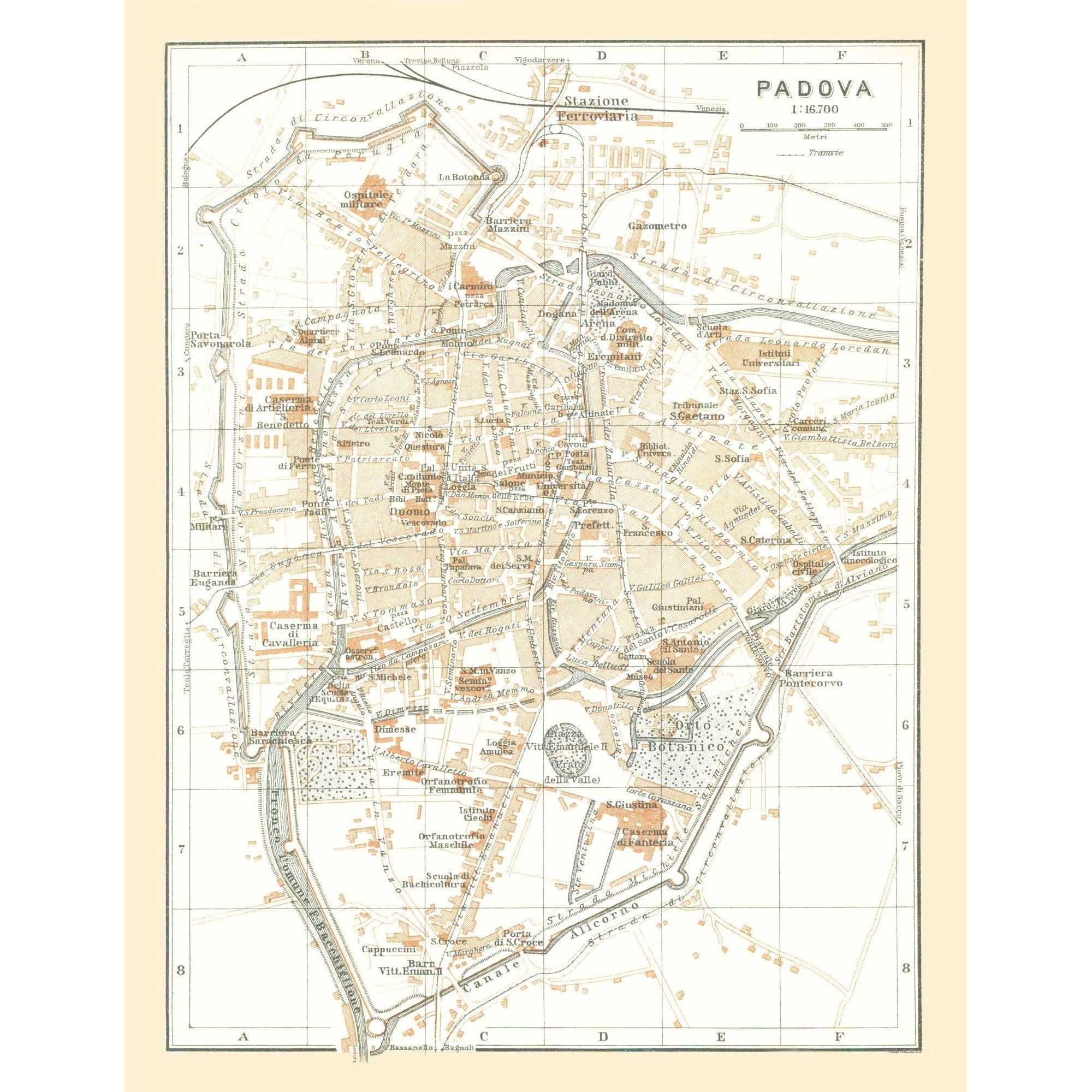 Historic Map - Padua Italy - Bertarelli 1914 - 23 x 29.82 - Vintage ...