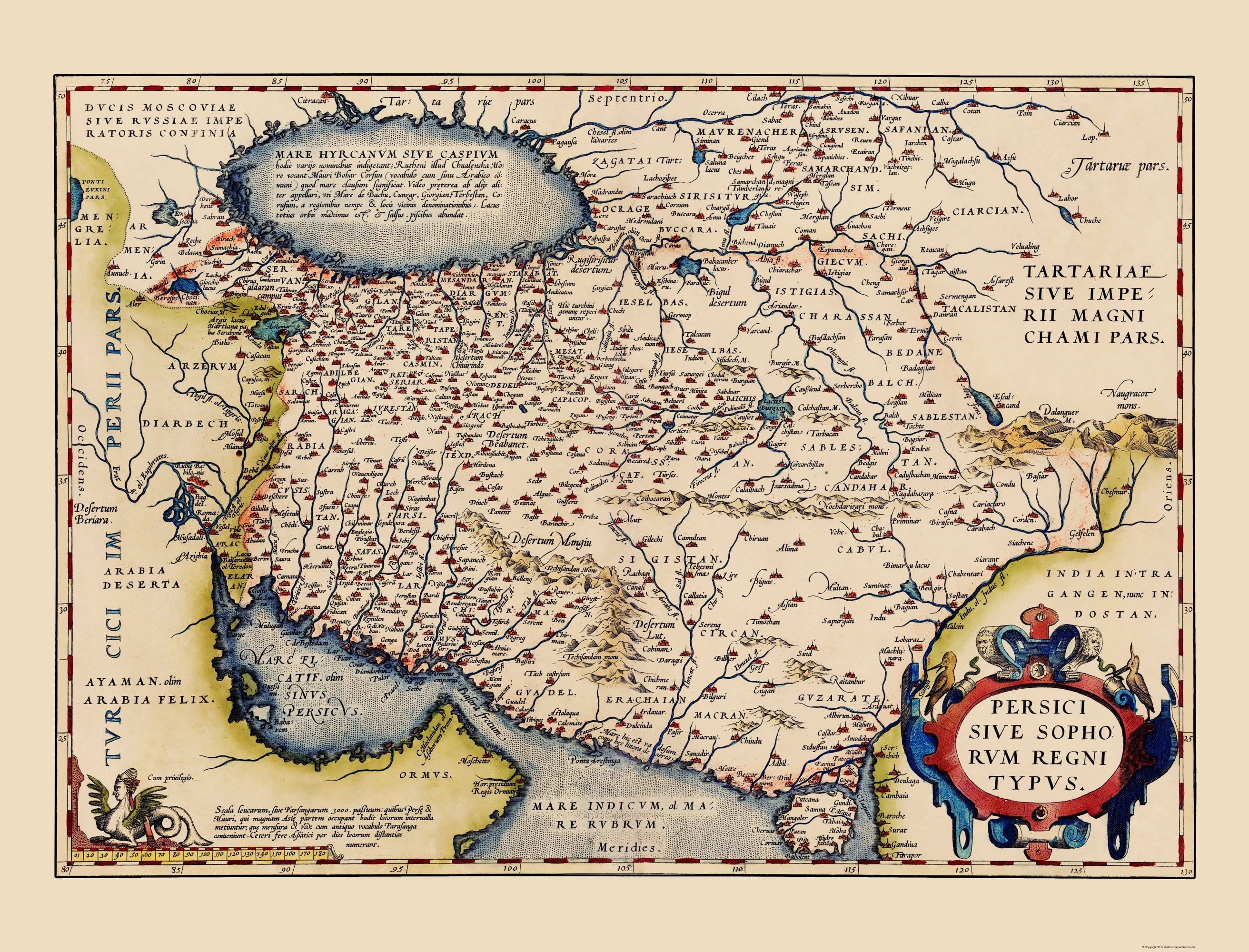 Historic Map - Persian Empire Middle East - Ortelius 1570 - 23 x 30.18 ...
