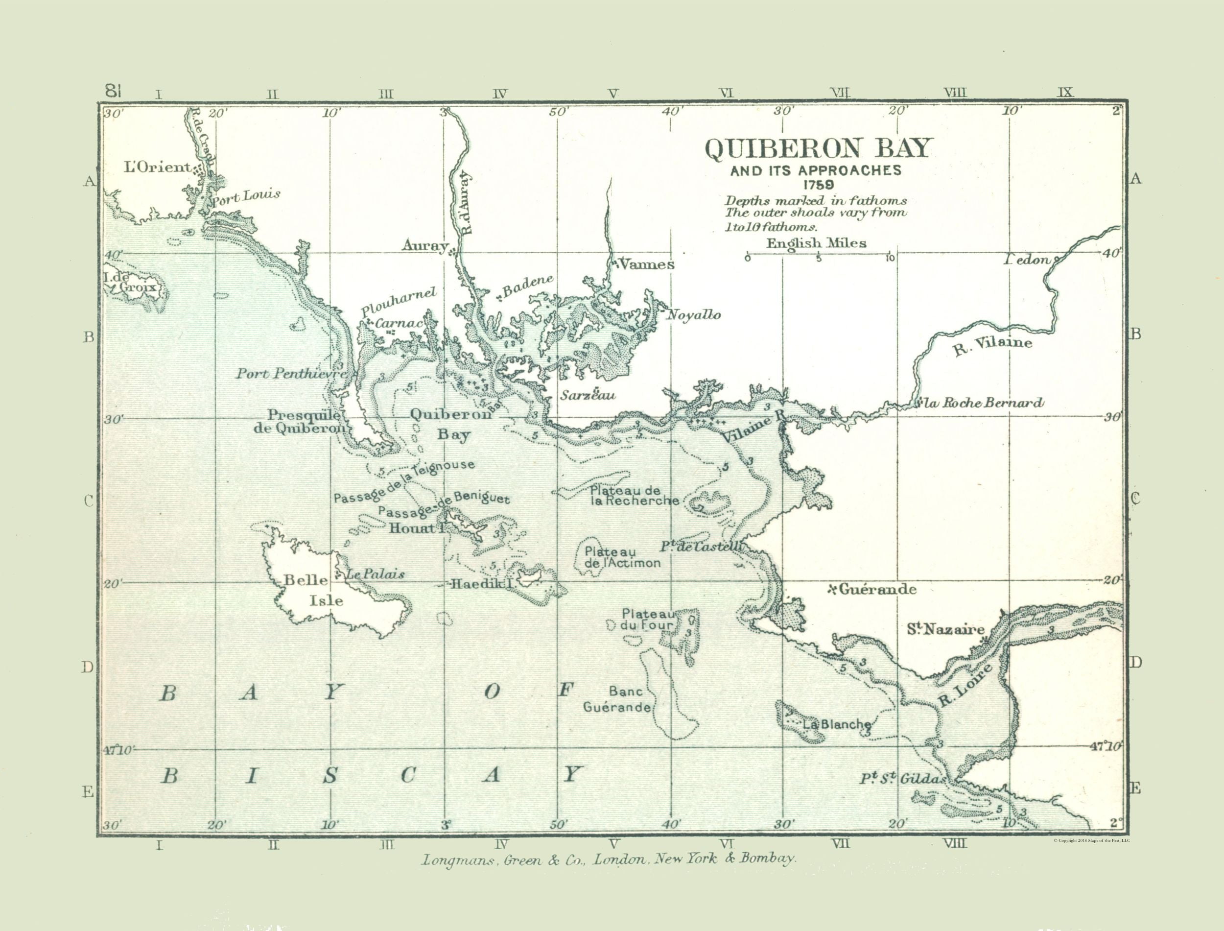 Historic Map - Quiberon Bay 1759 France - Gardiner 1902 - 30.24 x 23 ...