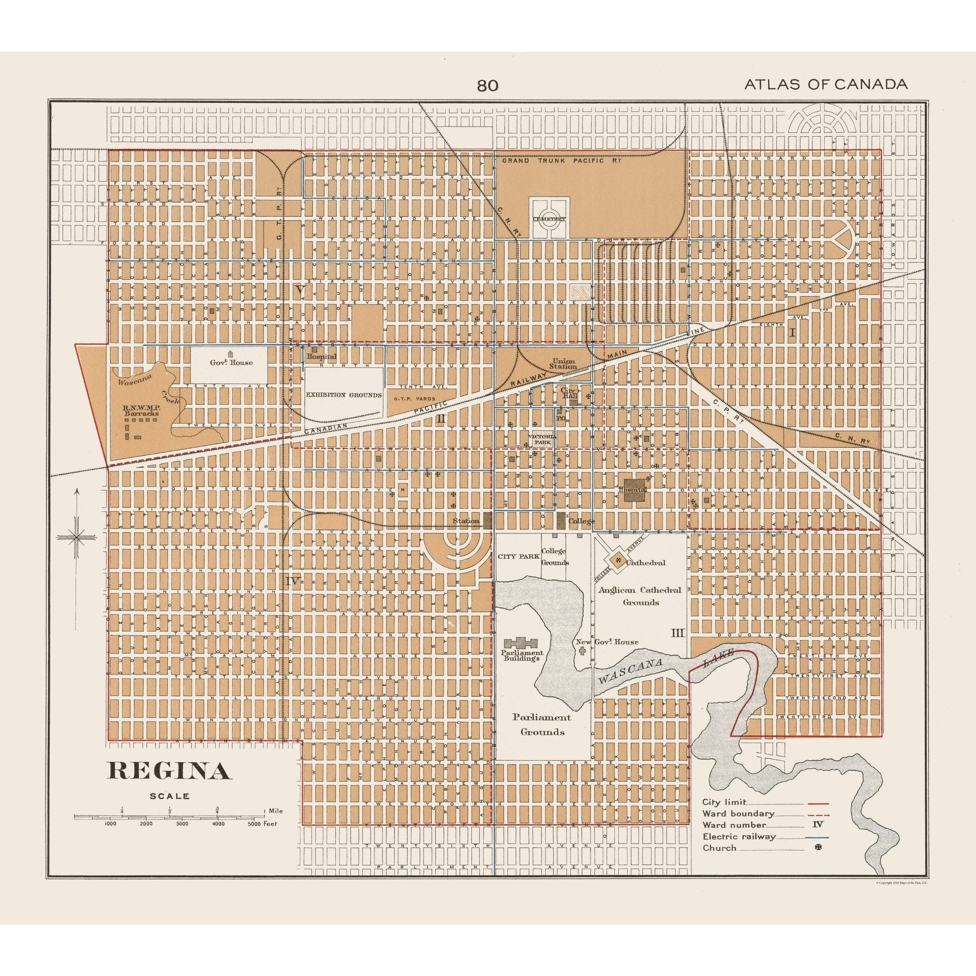 Historic Map - Regina Canada - Chalifour 1915 - 25.72 x 23 - Vintage ...