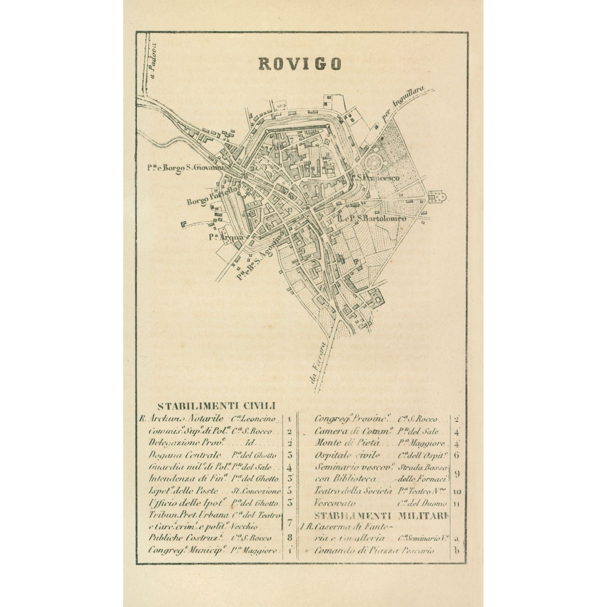 Historic Map - Rovigo Italy - Castro 1870 - 23 x 38.75 - Vintage Wall ...
