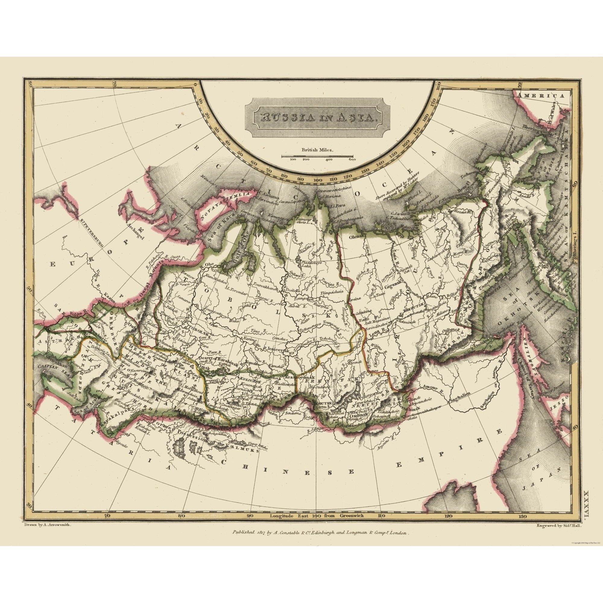 Historic Map - Russia Asian - Constable 1817 - 28.34 x 23 - Vintage ...