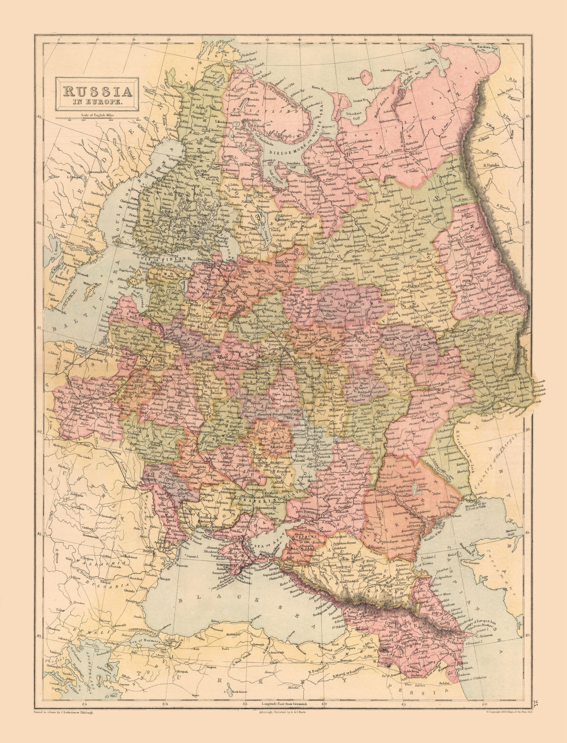 Historic Map - Russia - Black 1867 - Vintage Wall Art - Walmart.com
