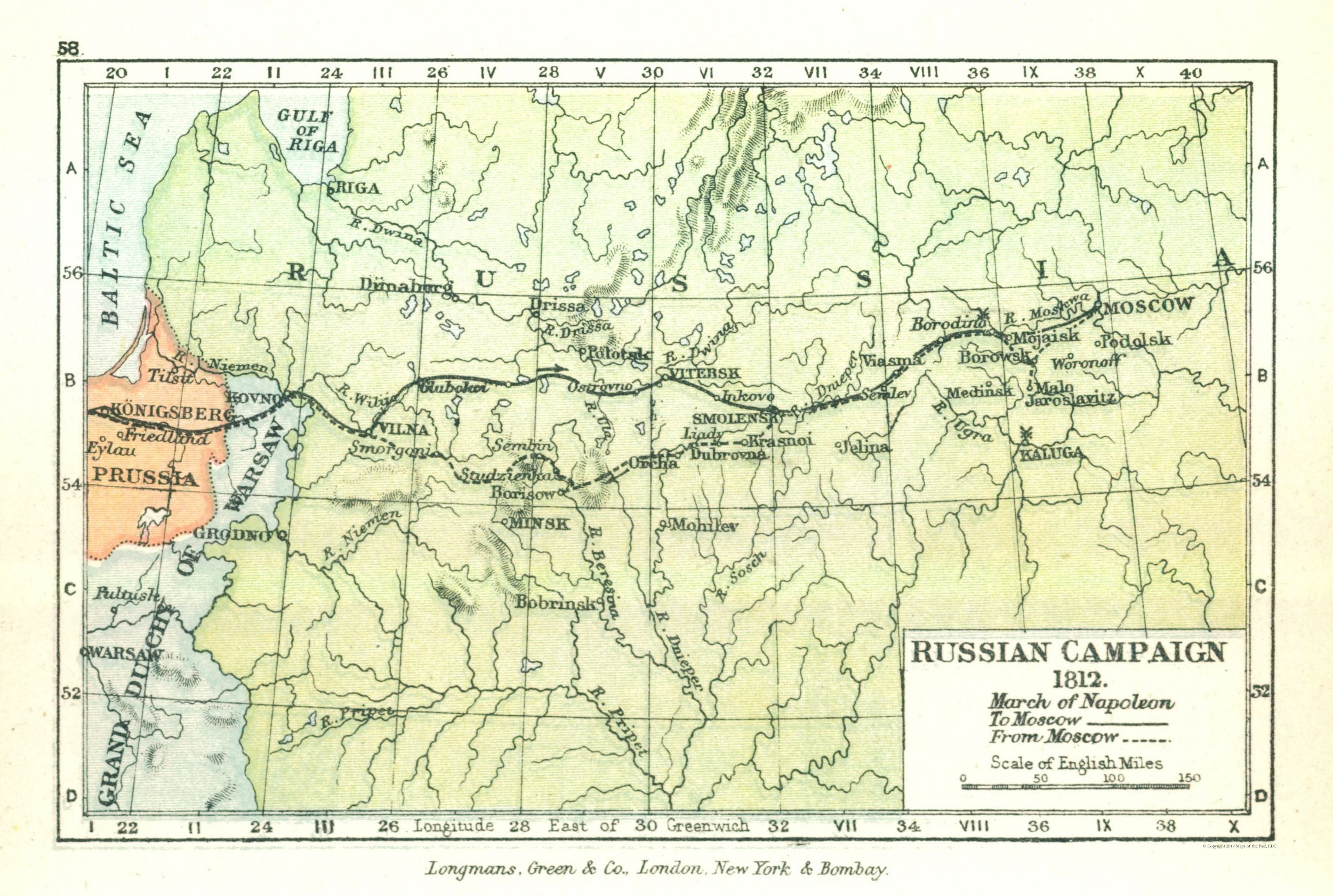 Historic Map - Russia Campaign 1812 - Gardiner 1902 - 34.23 x 23 ...
