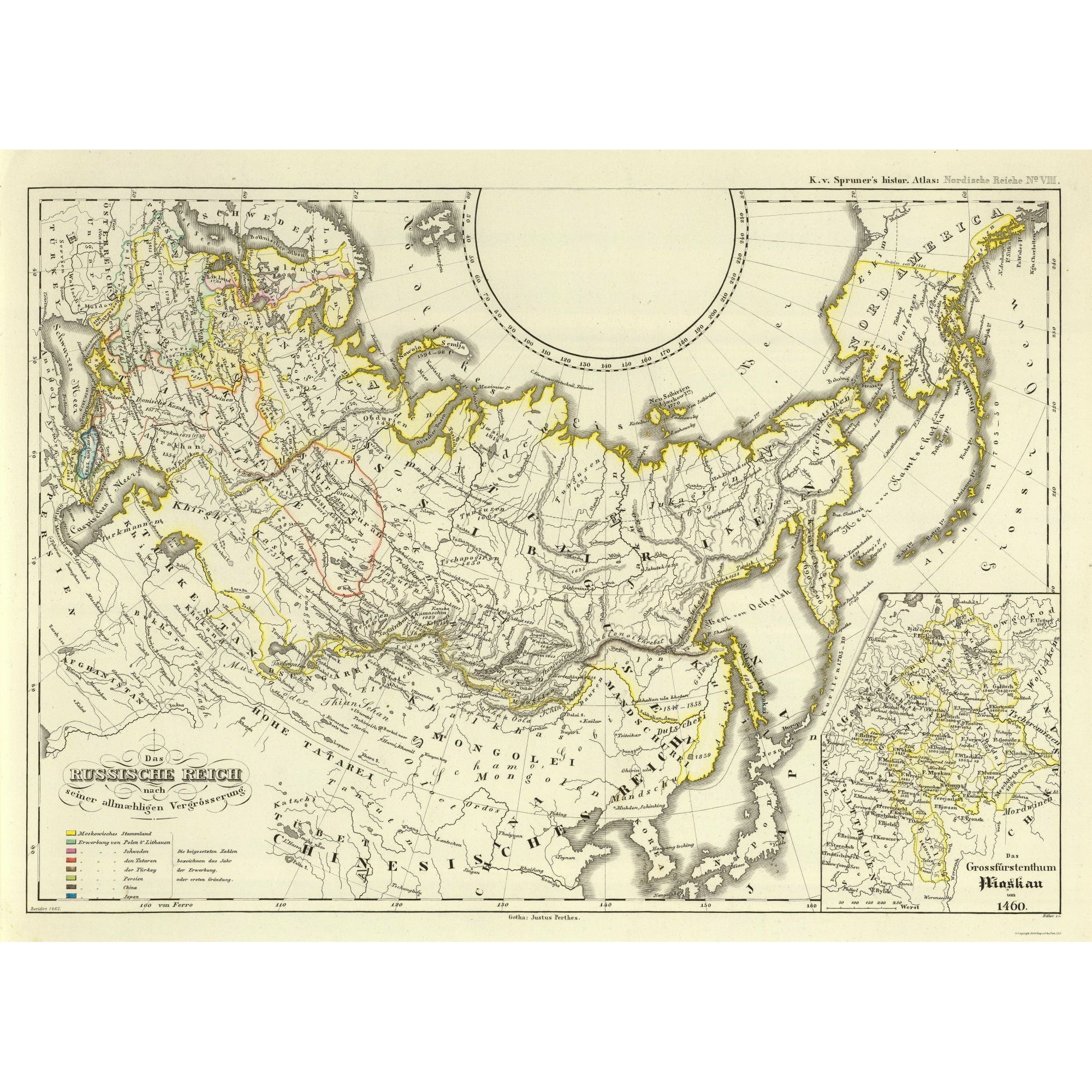 Historic Map - Russian Empire Expansion - Perthes - 31.71 x 23 ...