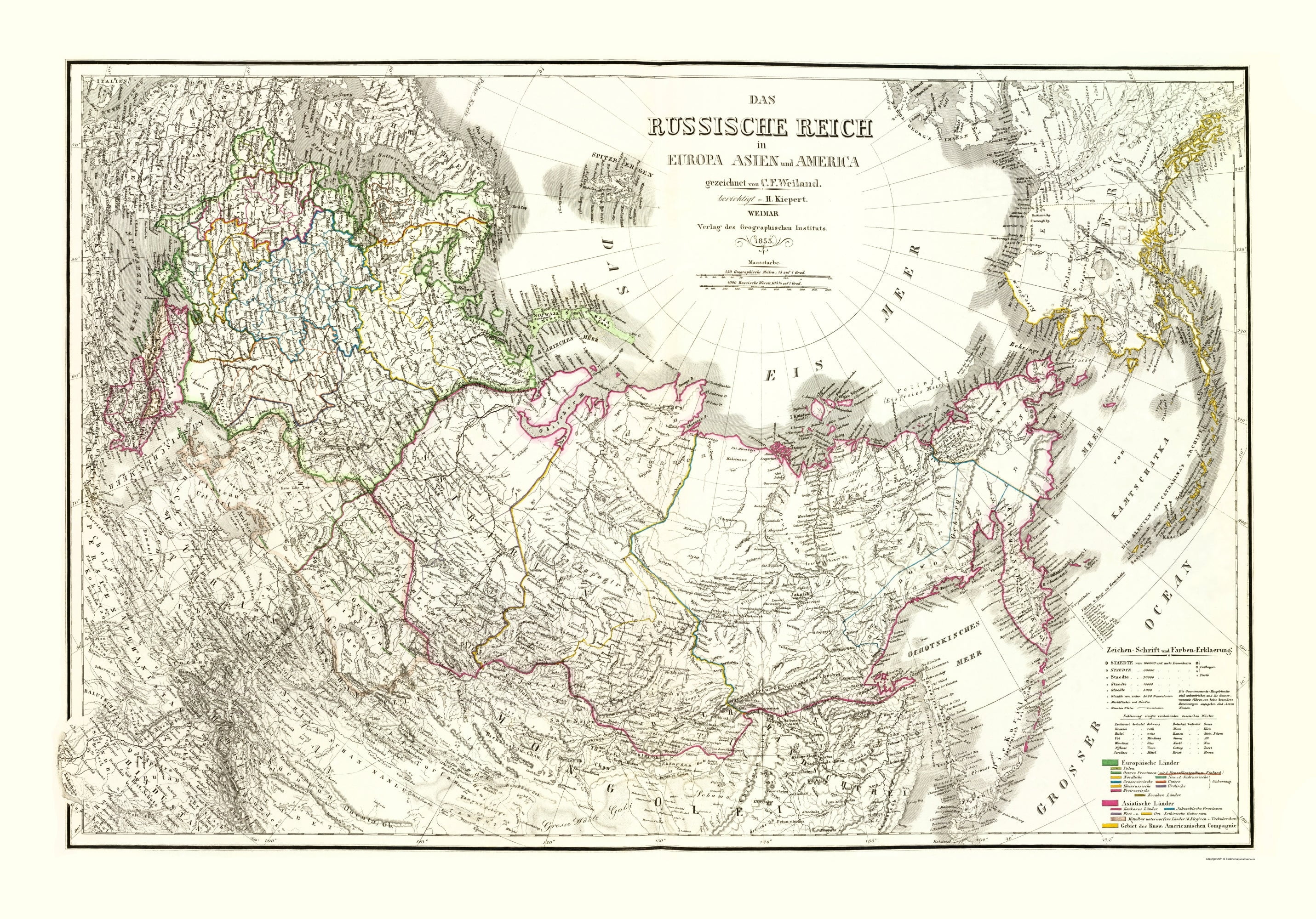 Historic Map - Russian Empire- Weimer 1855 - 23 x 30 - Vintage Wall Art ...