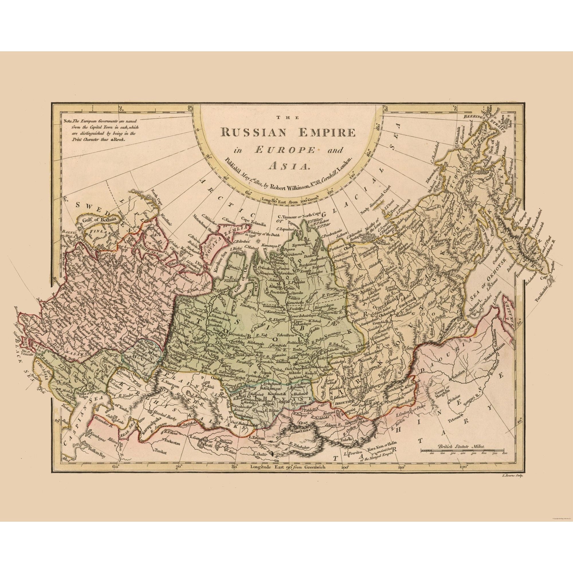 Historic Map - Russian Empire - Wilkinson 1801 - 28.01 x 23 - Vintage ...