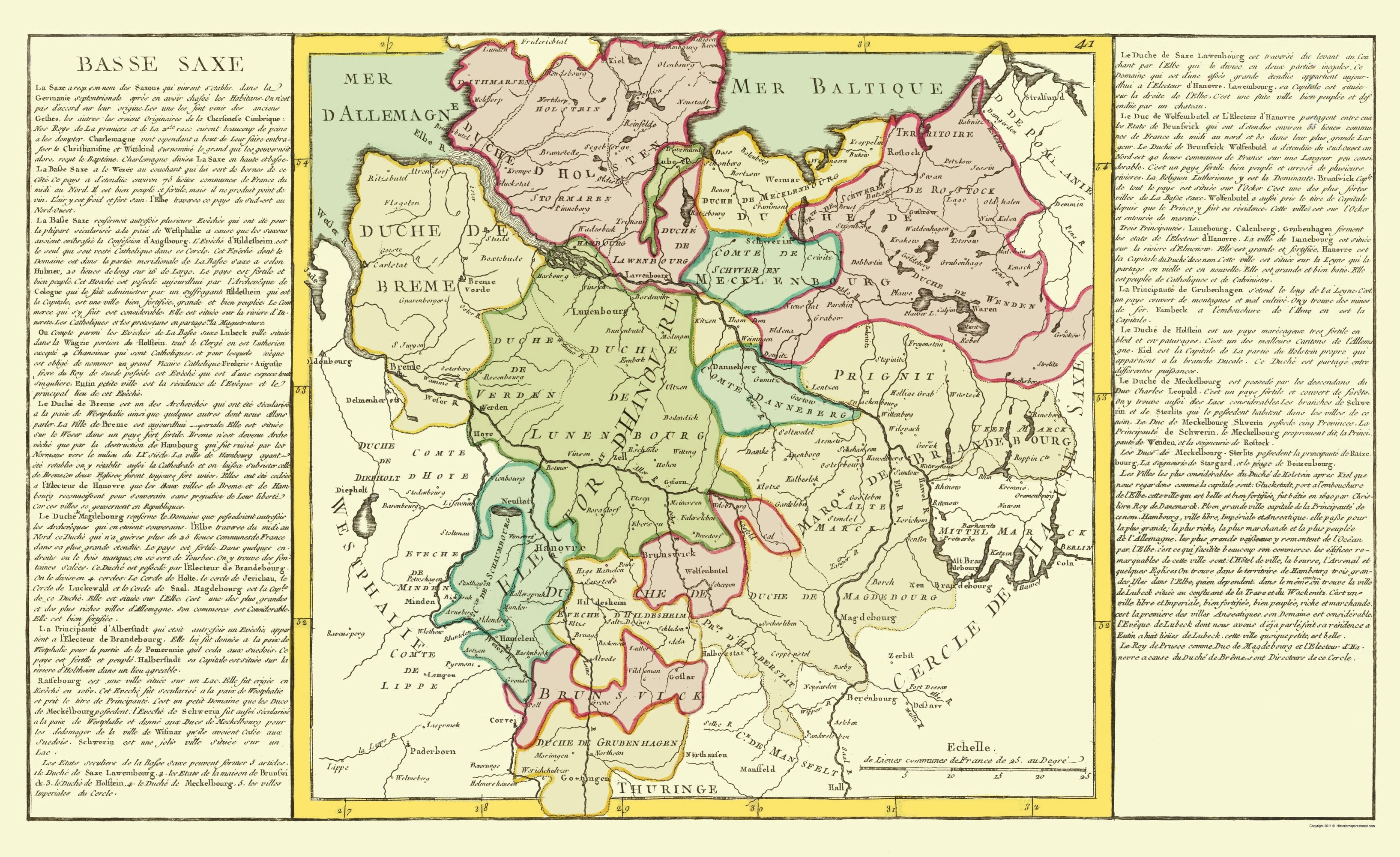 Historic Map - Saxony Germany Lower - Mondhare 1787 - 23 x 37.58 ...