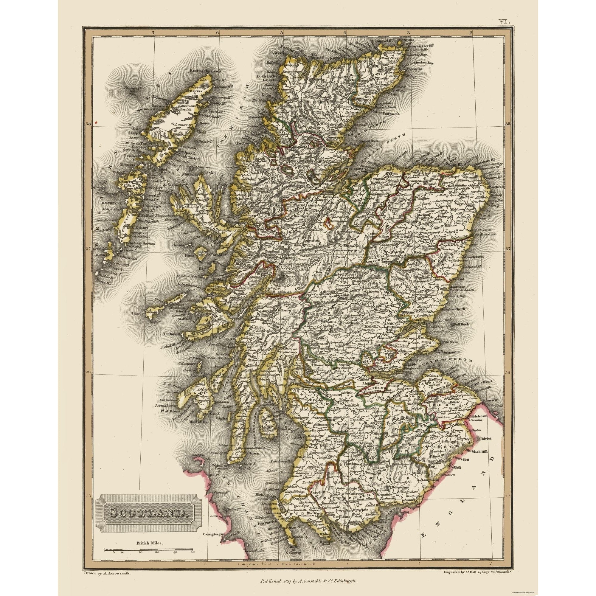 Historic Map - Scotland - Constable 1817 - 23 x 28.54 - Vintage Wall ...