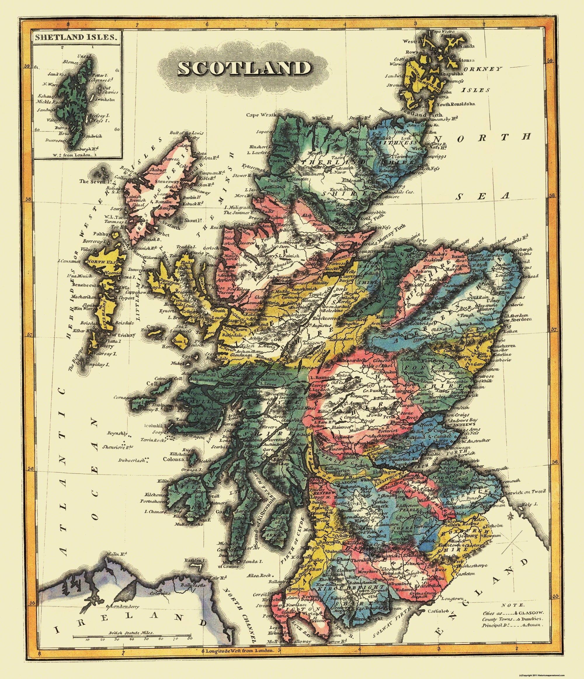 Historic Map - Scotland - Lucas 1823 - 23 x 26.75 - Vintage Wall Art ...