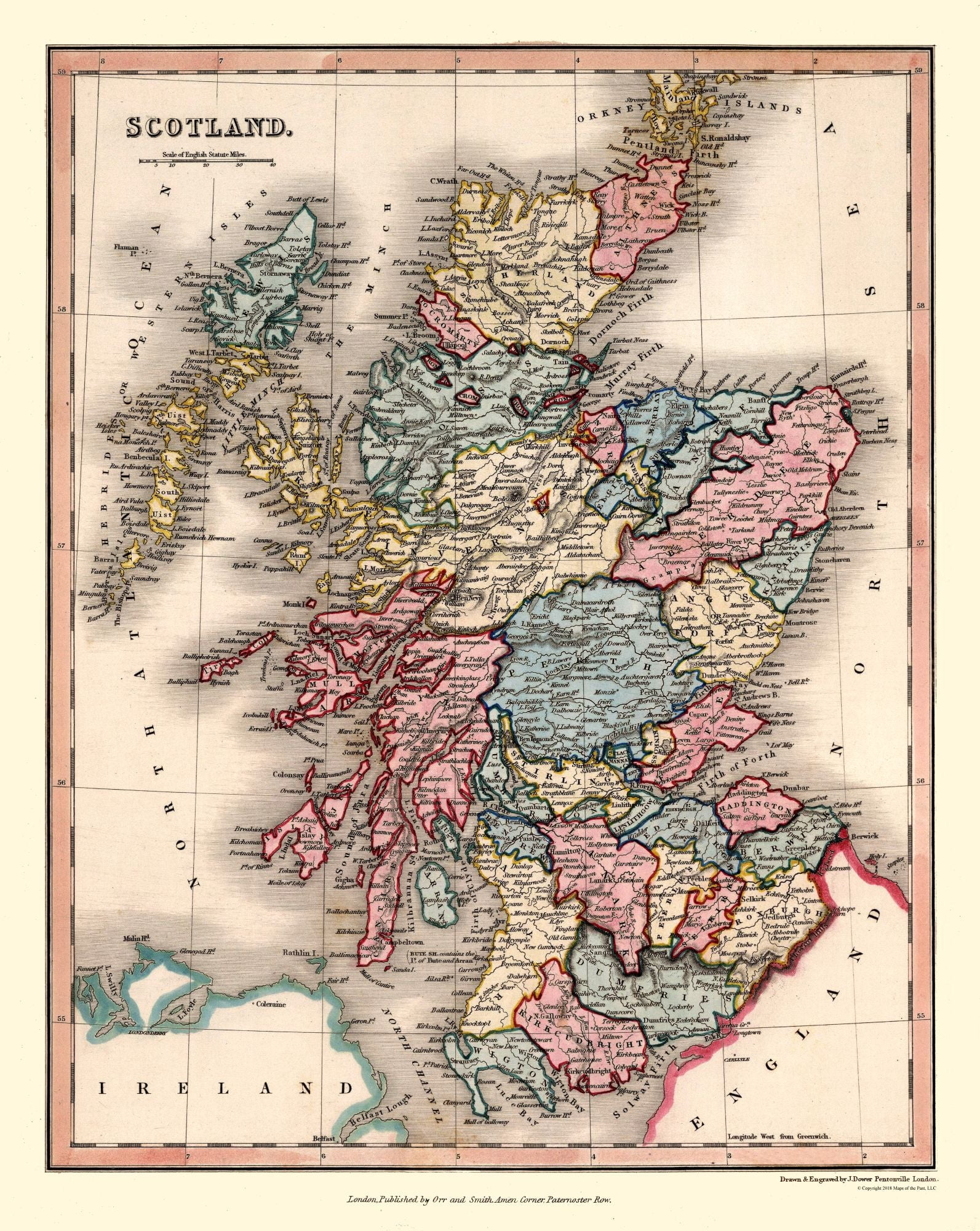 Historic Map - Scotland Regions - Dower 1832 - 23 x 28.87 - Vintage ...