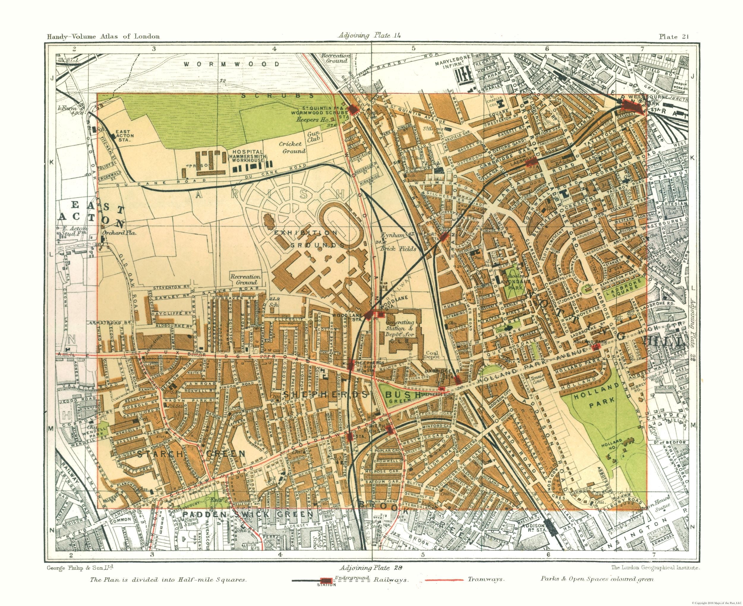 Historic Map - Shepherds Bush London England - Philip 1904 - Vintage ...
