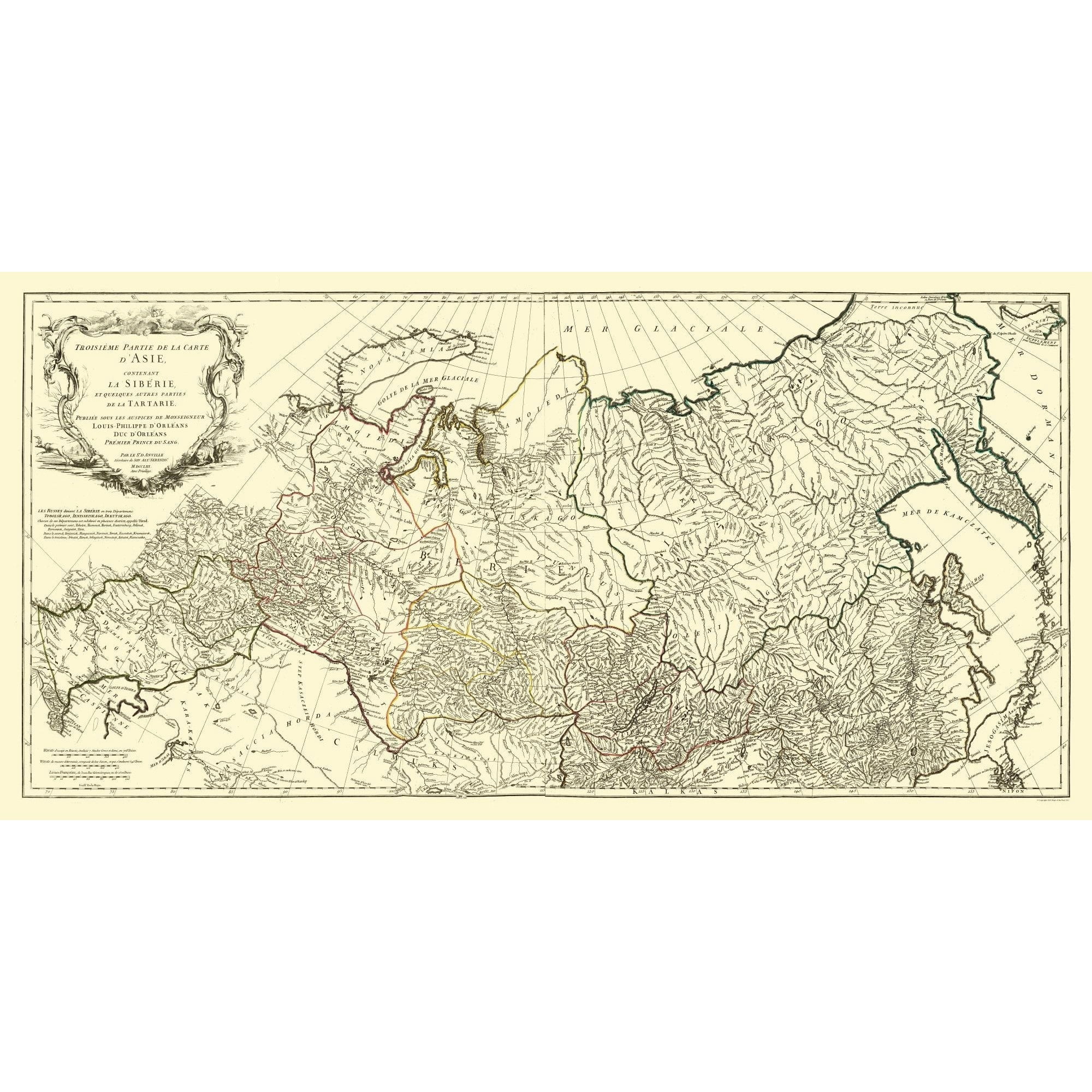 Historic Map - Siberia Russia - D'Anville 1753 - Vintage Wall Art ...