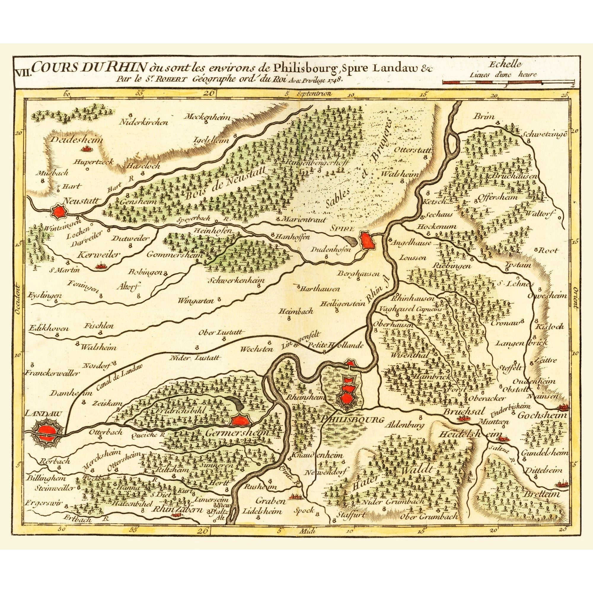 Historic Map - Southwestern Germany - Robert 1748 - Vintage Wall Art ...