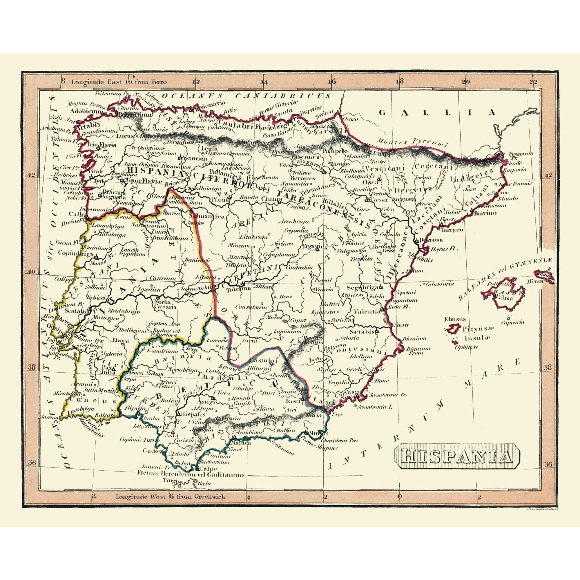 Historic Map - Spain Ancient - Fenner 1830 - 28.13 x 23 - Vintage Wall ...