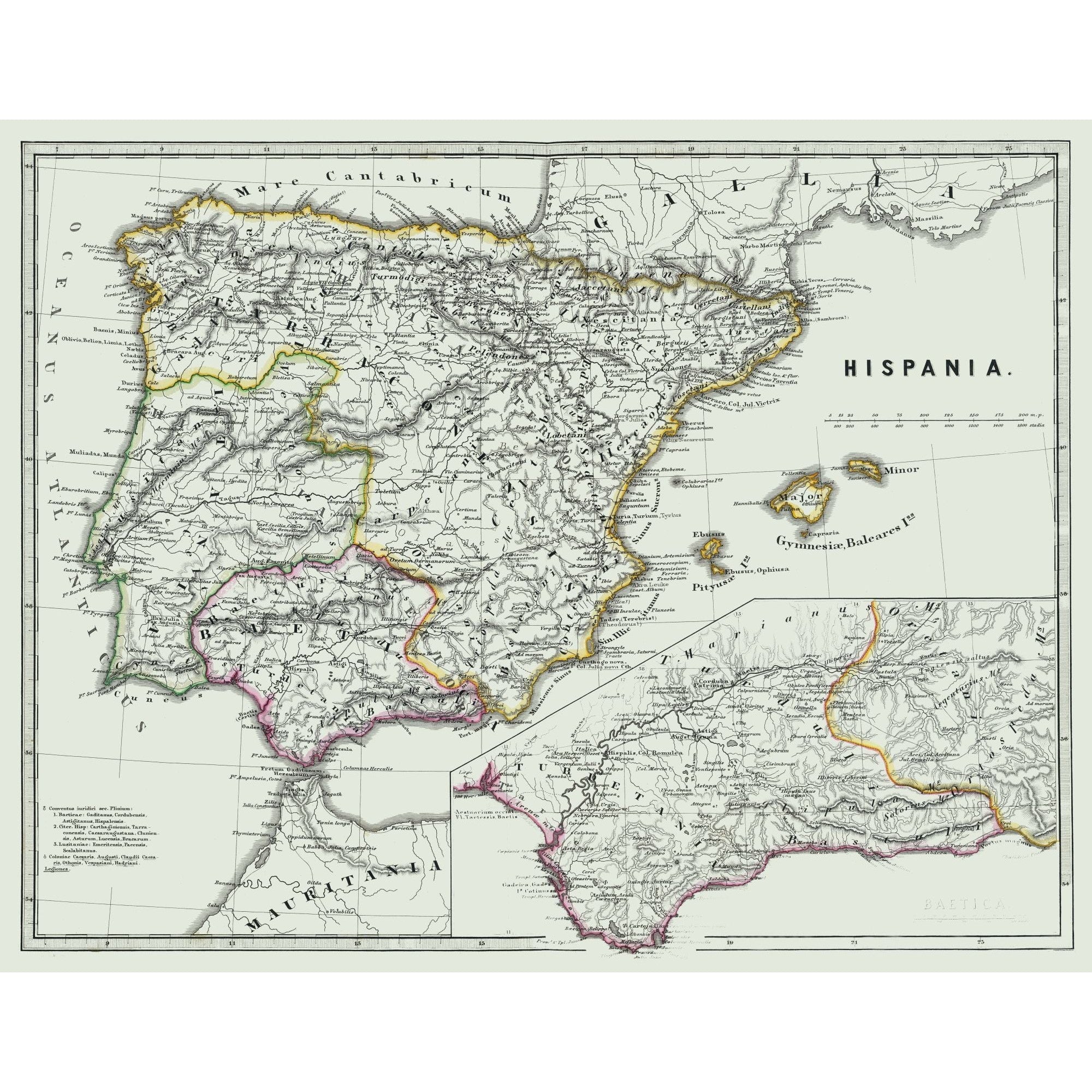 Historic Map - Spain Ancient - Spruner 1865 - 29.44 x 23 - Vintage Wall ...