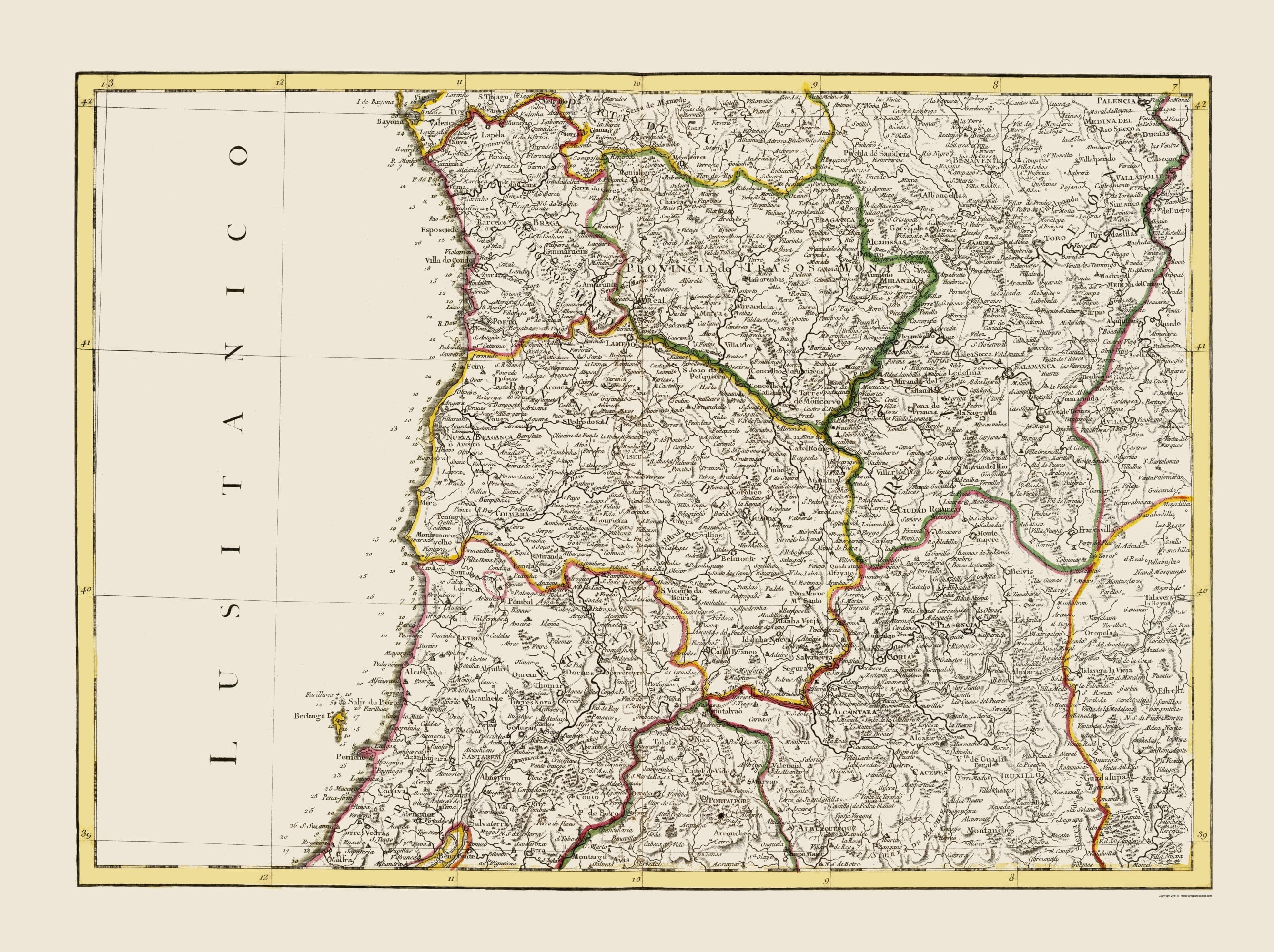 Historic Map - Spain Portugal - Lattre 1780 - 23 x 30.75 - Vintage Wall ...