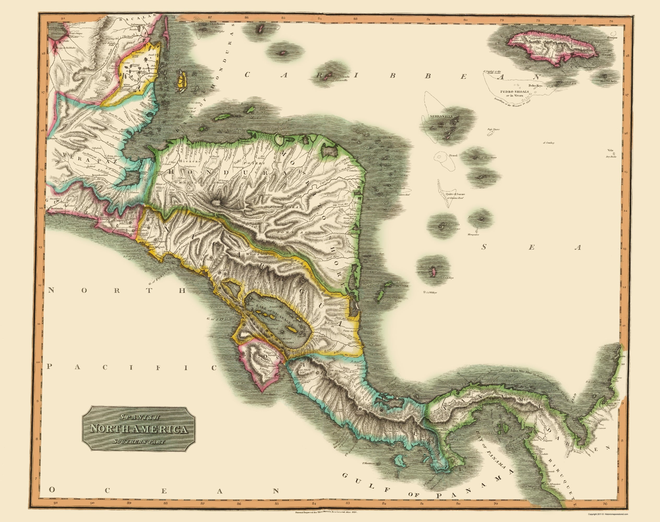 Historic Map - Spanish North America Southern - Thomson 1814 - 23 x 29 ...