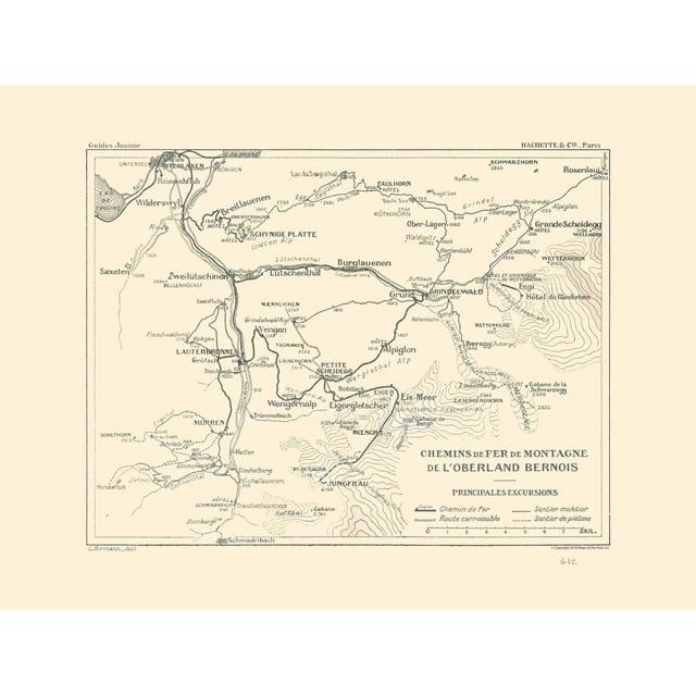 Historic Map - Switzerland Bernese Highlands Railroads - Swiss Guide ...