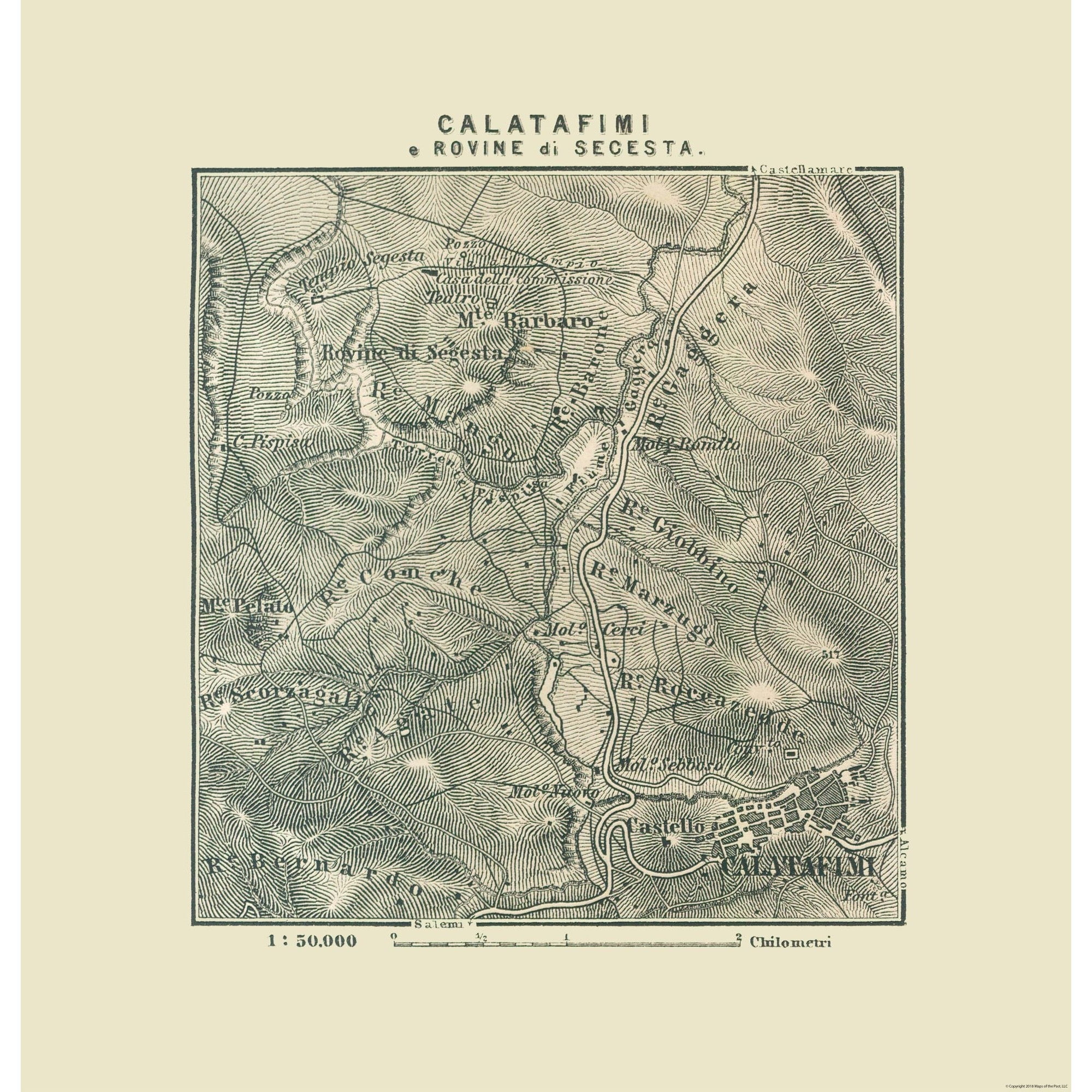 Historic Map - Temple Segesta Italy - Baedeker 1880 - 23 x 23.90 ...